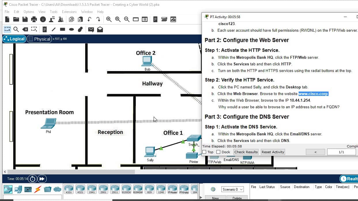 Cisco Cybersecurity Essentials: Lab 1.5.3.5 Packet Tracer Tutorial (Creating a Cyber World) on Vimeo