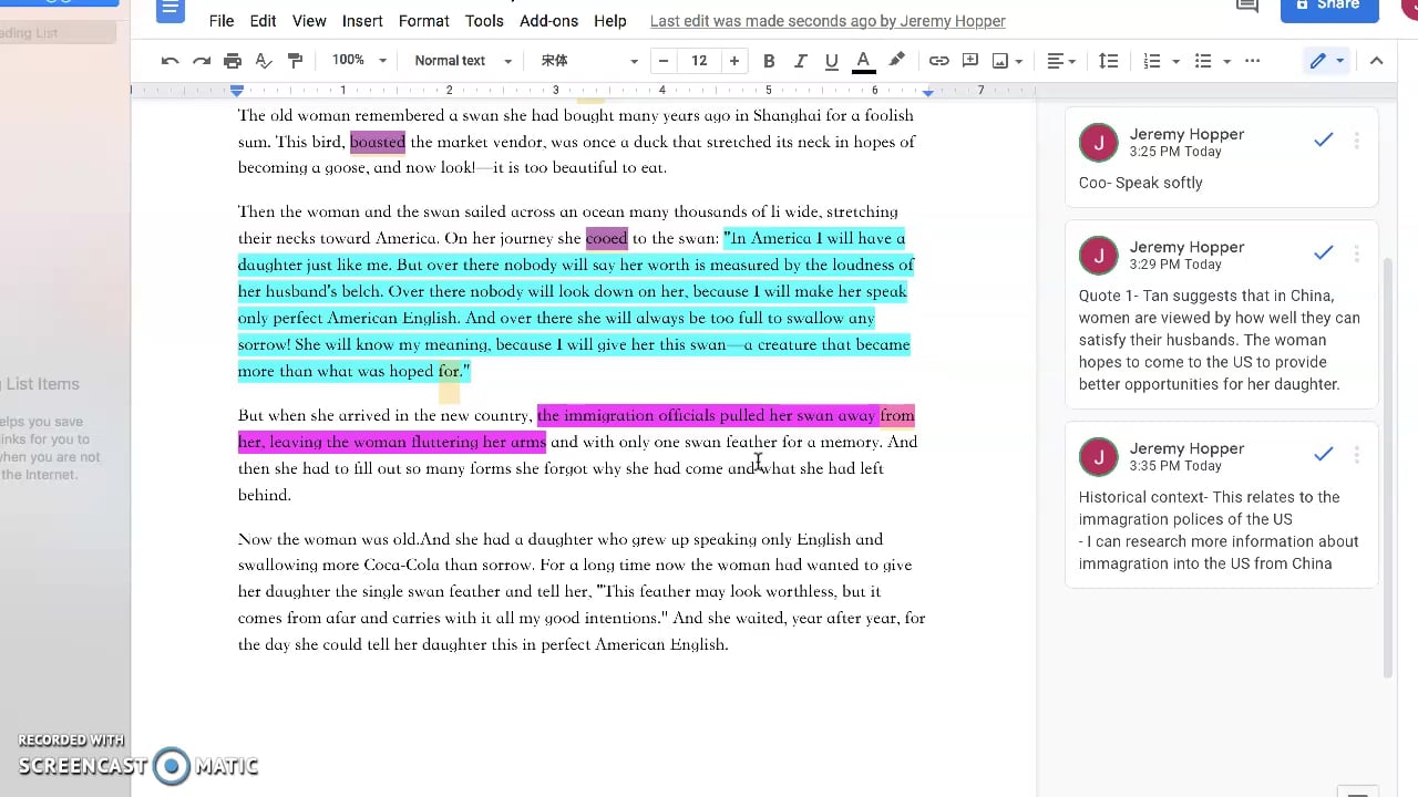 Annotating Google Doc Video on Vimeo