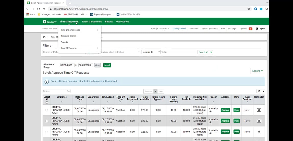 How to View and Approve Time-Off Requests in Paycom on Vimeo