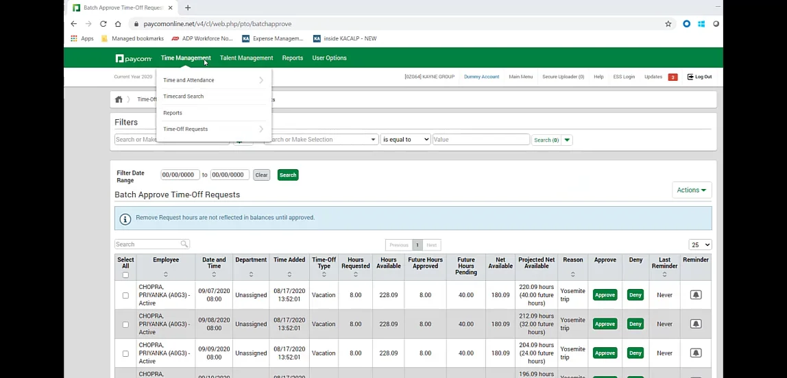 How to View and Approve Time-Off Requests in Paycom