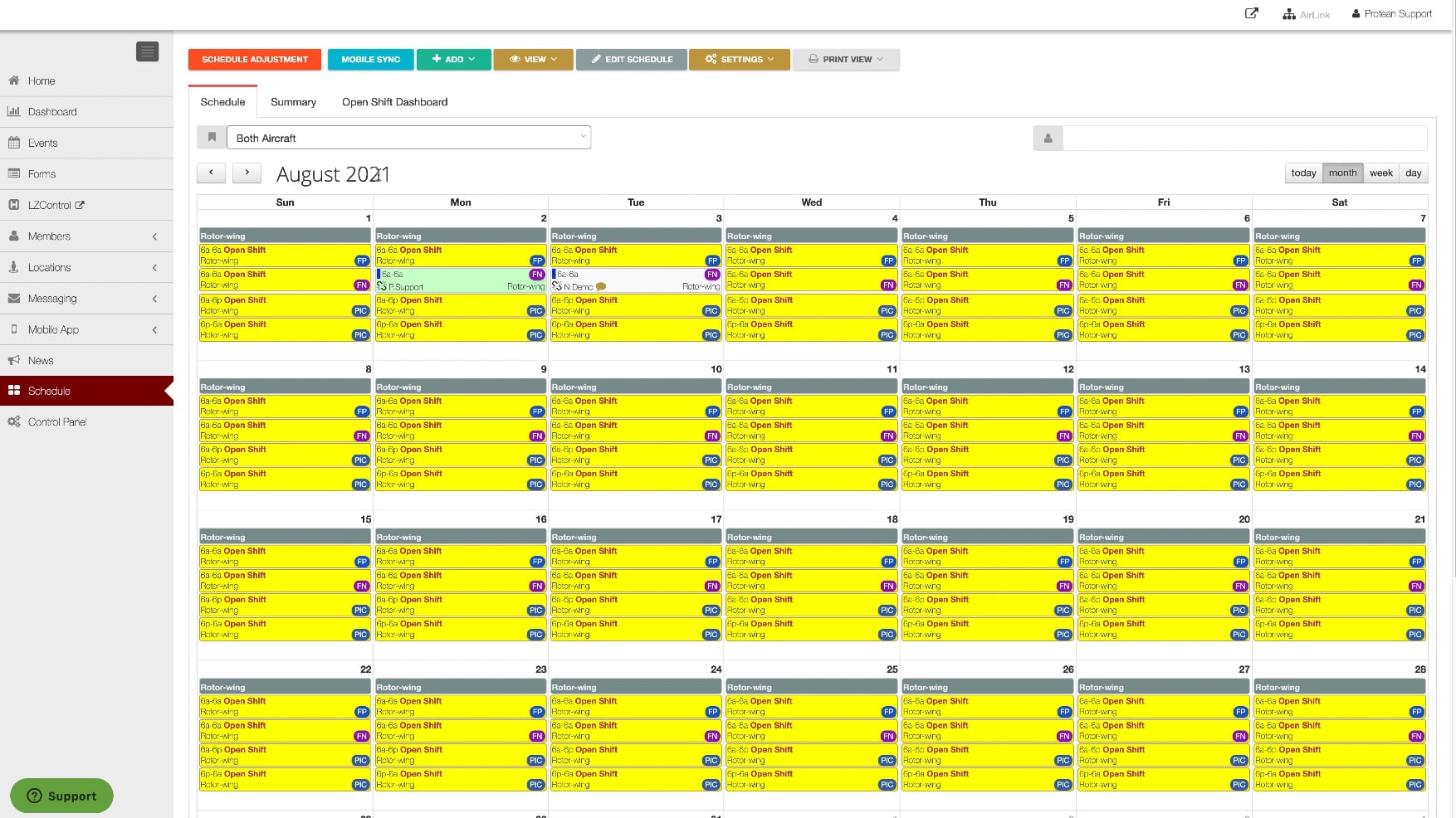 Protean Tutorial_SCHEDULE_Self Schedule, example