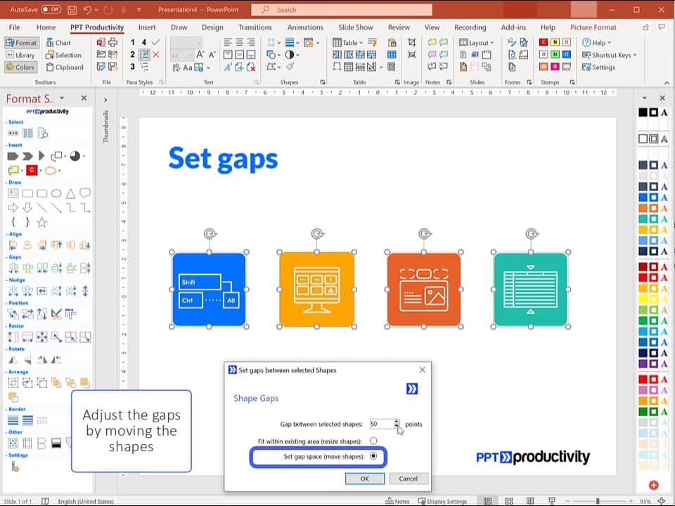 Set Horizontal Gaps between PowerPoint shapes on Vimeo