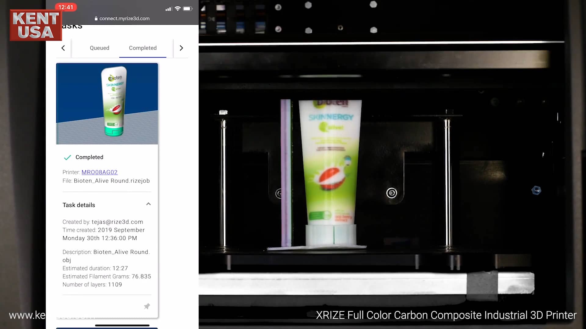 RIZE XRIZE Full Color Carbon Composite Industrial 3D Printer on Vimeo