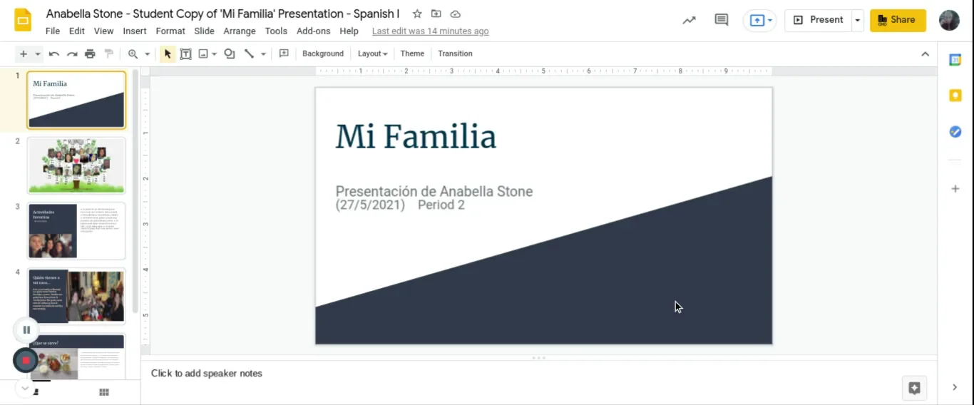 Mi Familia Presentation- Spanish l on Vimeo
