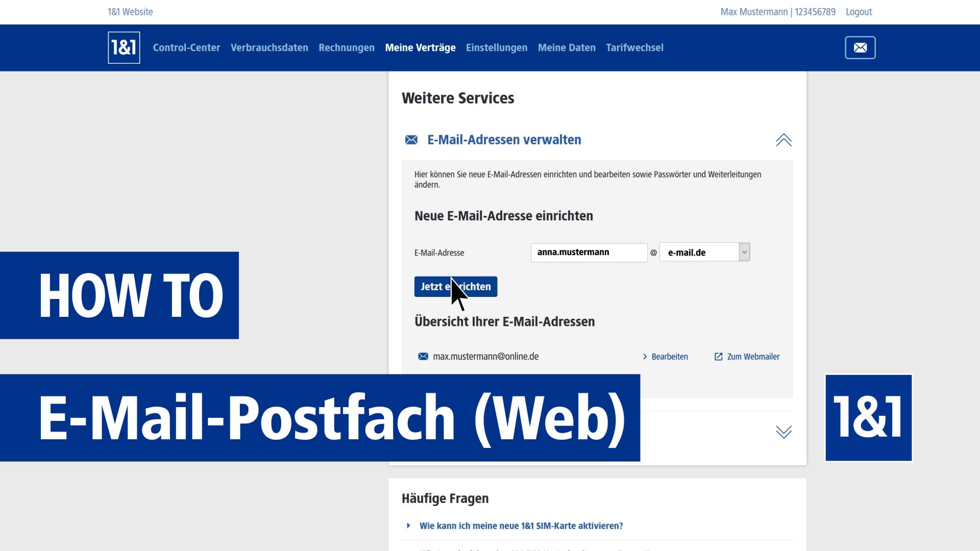 E-Mail-Postfach einrichten und nutzen: 1&1 Control-Center on Vimeo