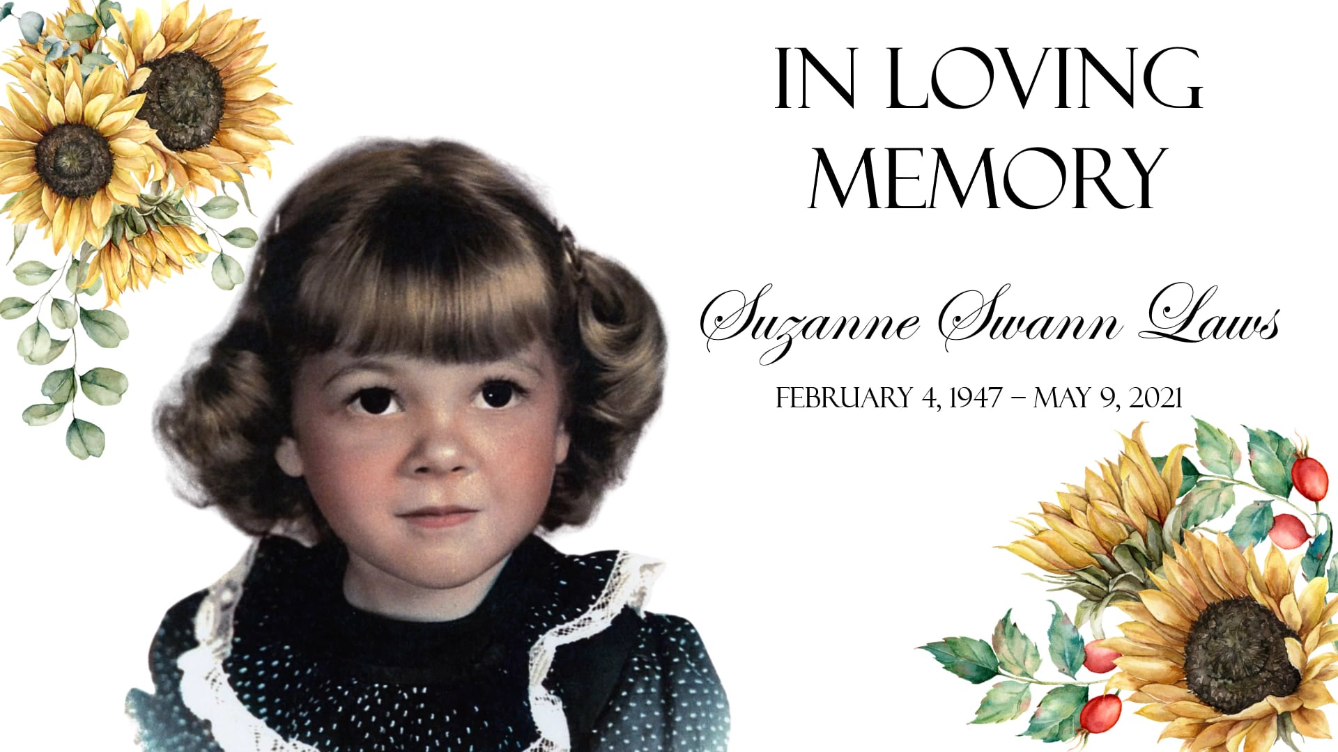 Suzanne Swann Laws - Memorial Presentation.mp4 on Vimeo