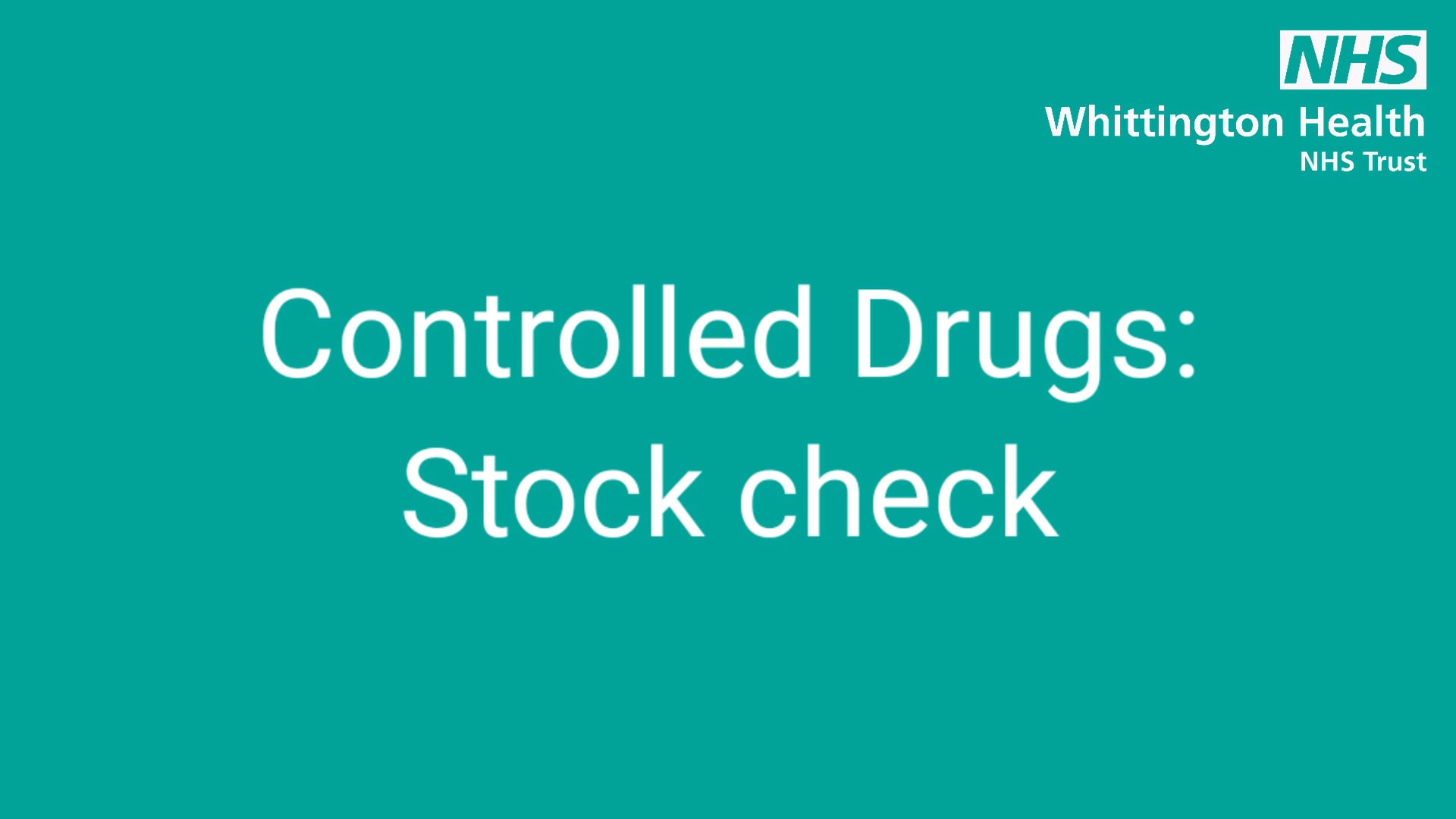 Stock check — Controlled Drugs