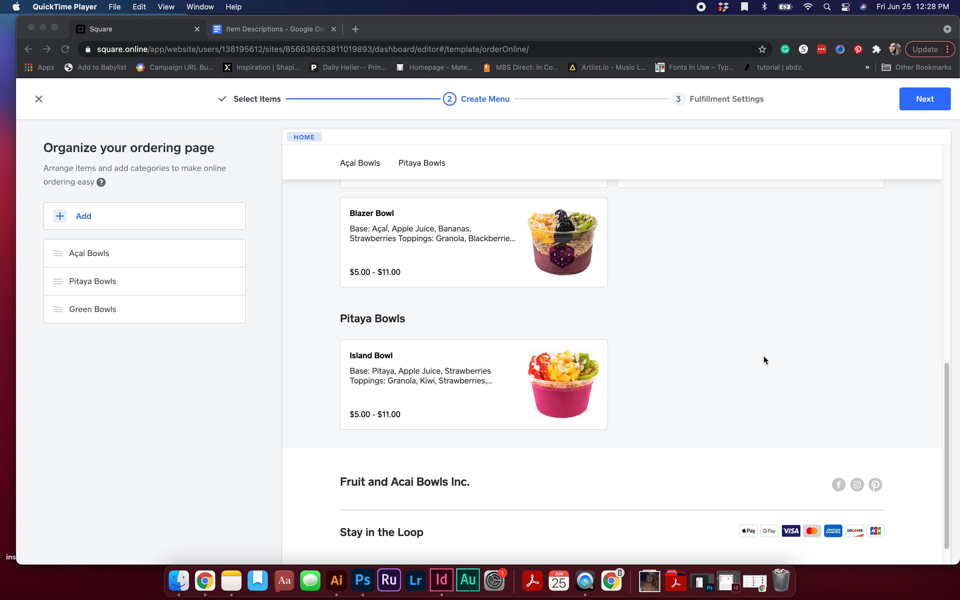 Setting up additional menu items on Vimeo