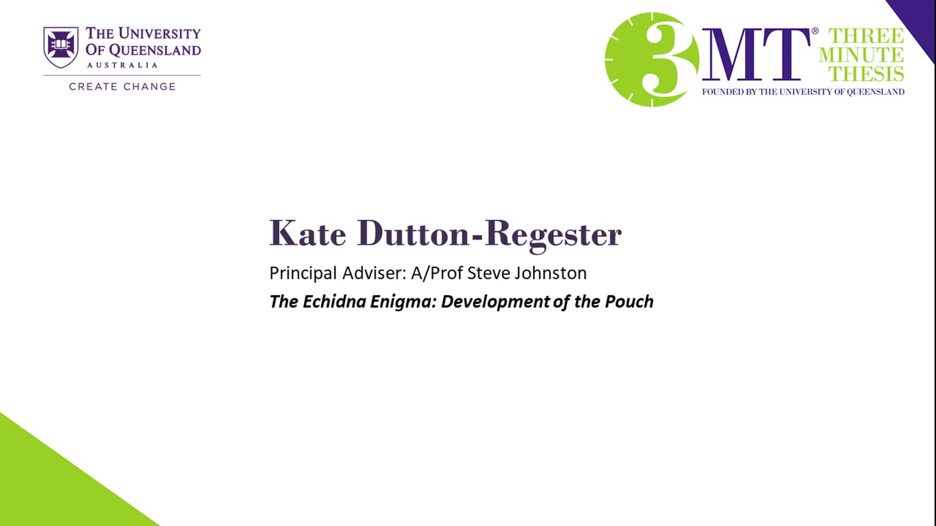 Kate Dutton-Regester_3MT_The Echidna Enigma on Vimeo