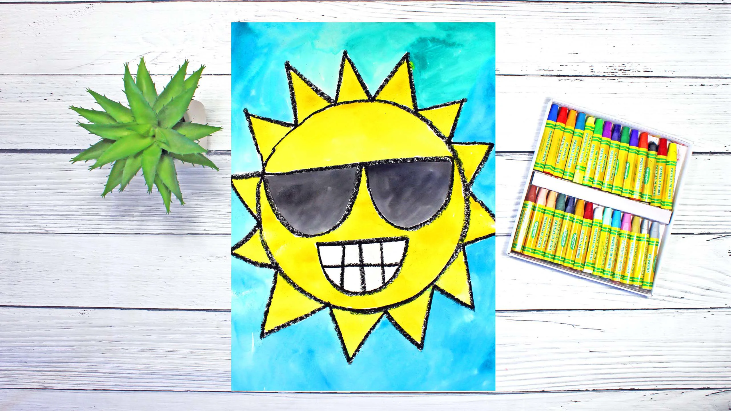 How to Draw and Watercolor Paint a Cool Sun for Kids and Beginners