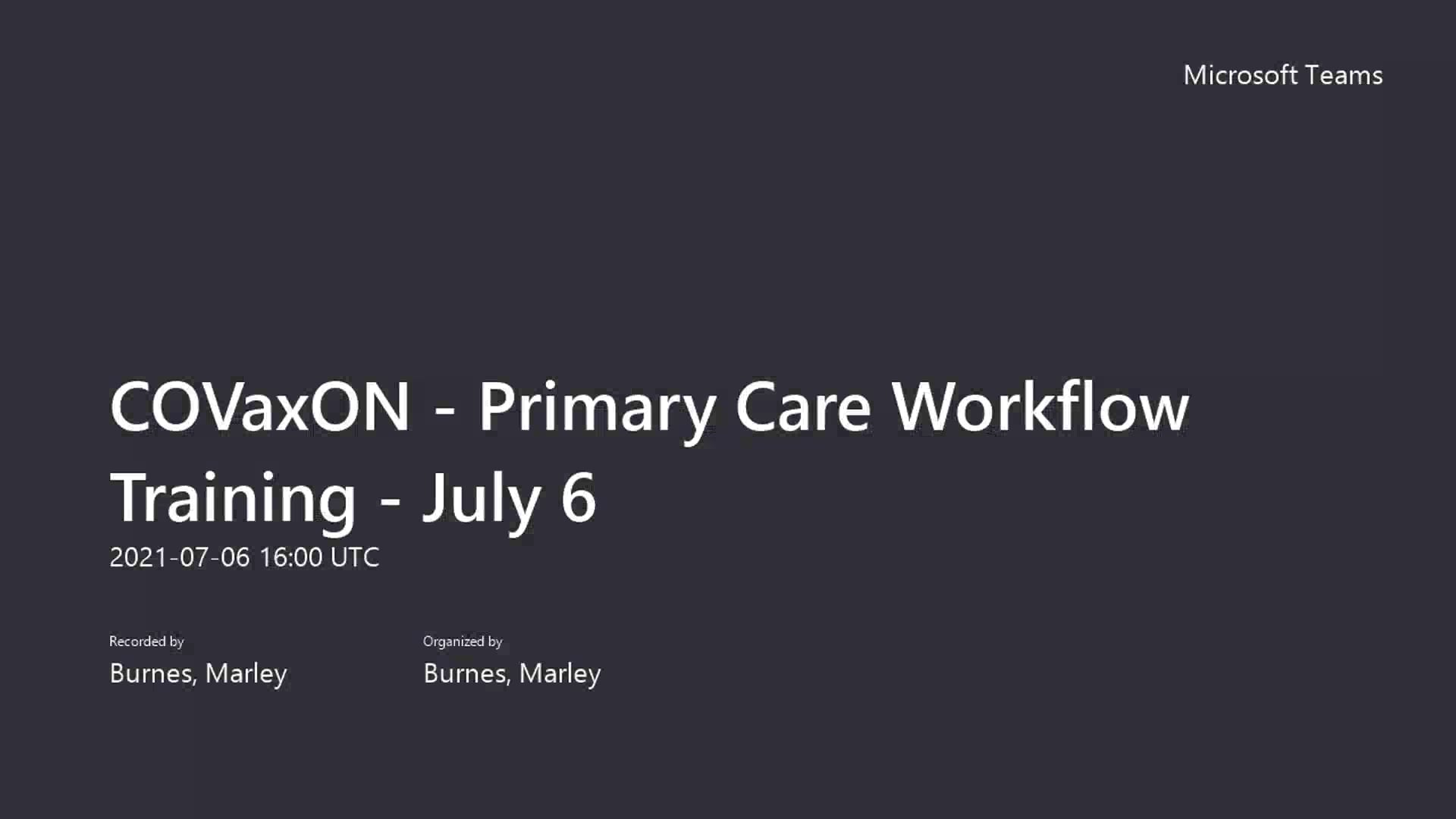 COVaxON - Primary Care Workflow Training - July 6 on Vimeo