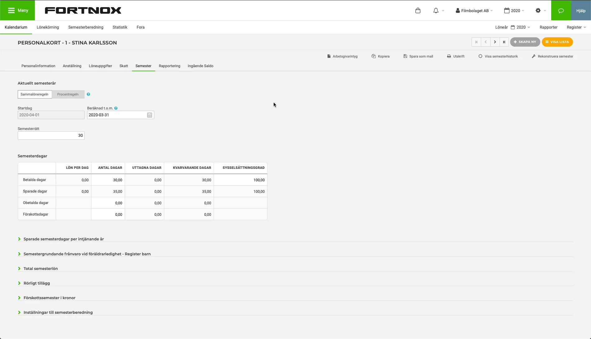 Kom igång med semester i Fortnox-7-Ingående semestervärden on Vimeo