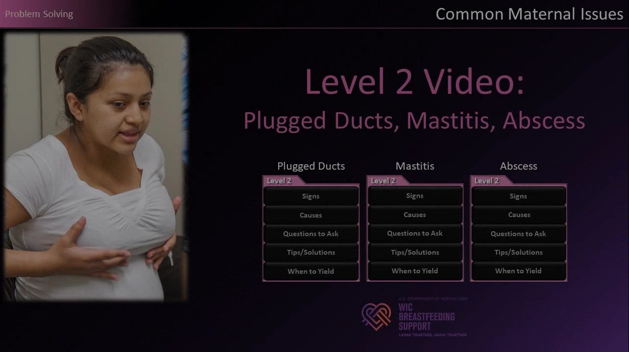 WIC Level 2 C - 6-1-C-Level2-CommonMaternalIssues-PluggedDuctsMastitisAbscess on Vimeo