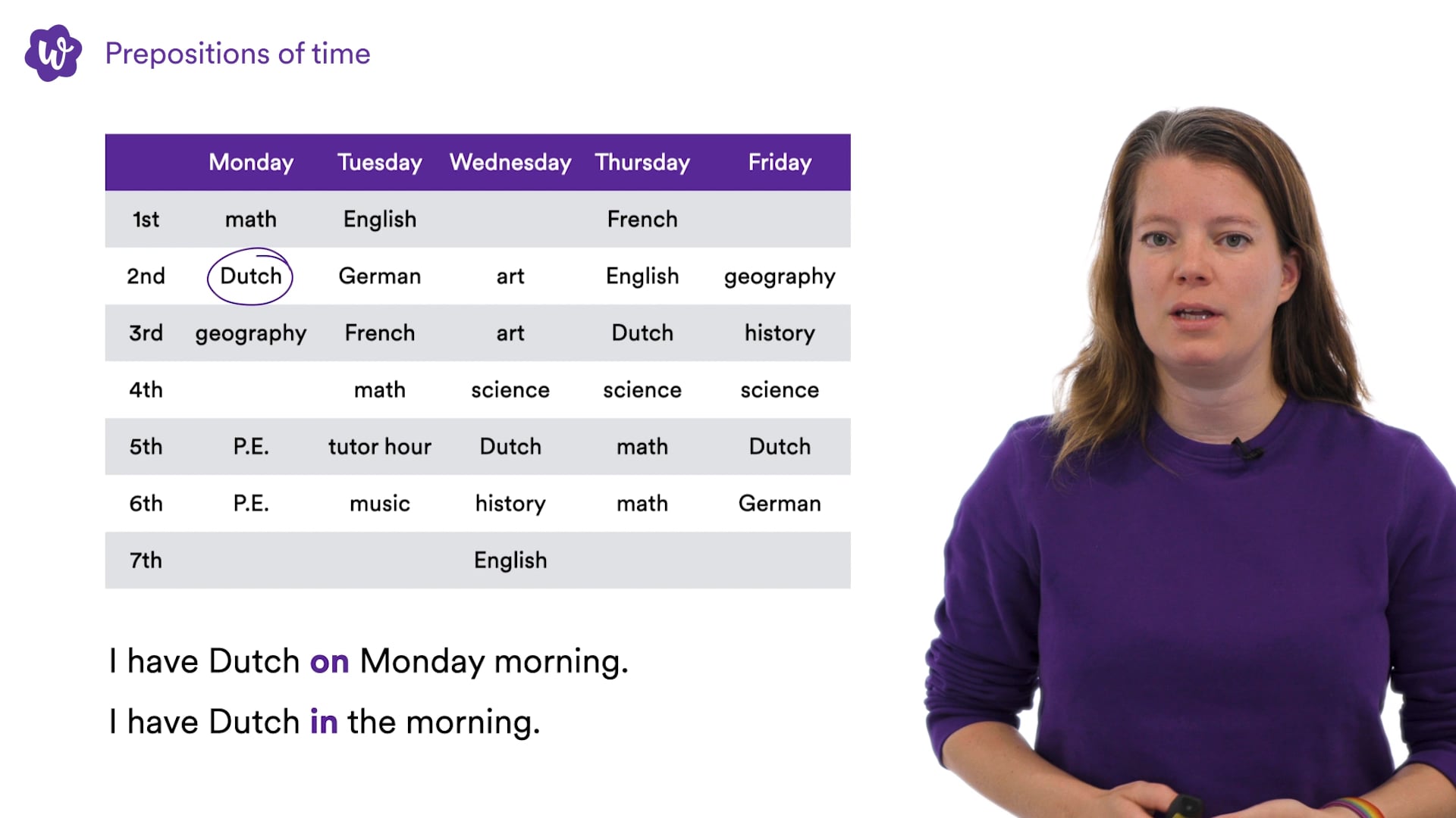 Prepositions of time (voorzetsels van tijd) oefenen | StudyGo