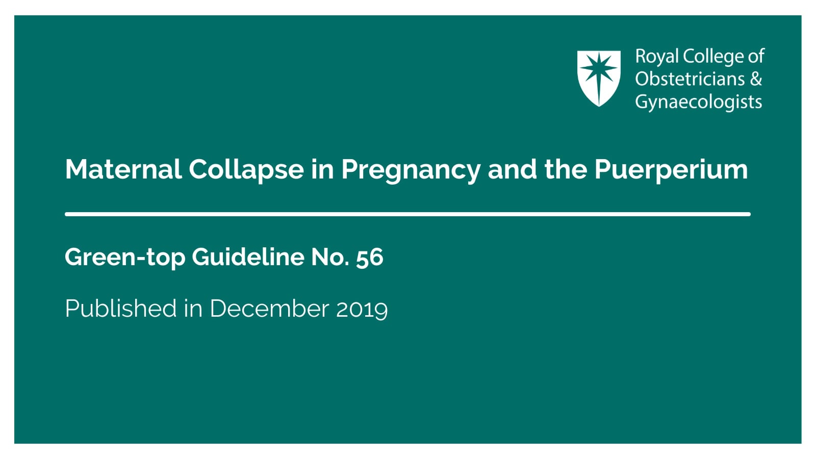 Maternal Collapse in Pregnancy and the Puerperium - GTG No.56 on Vimeo