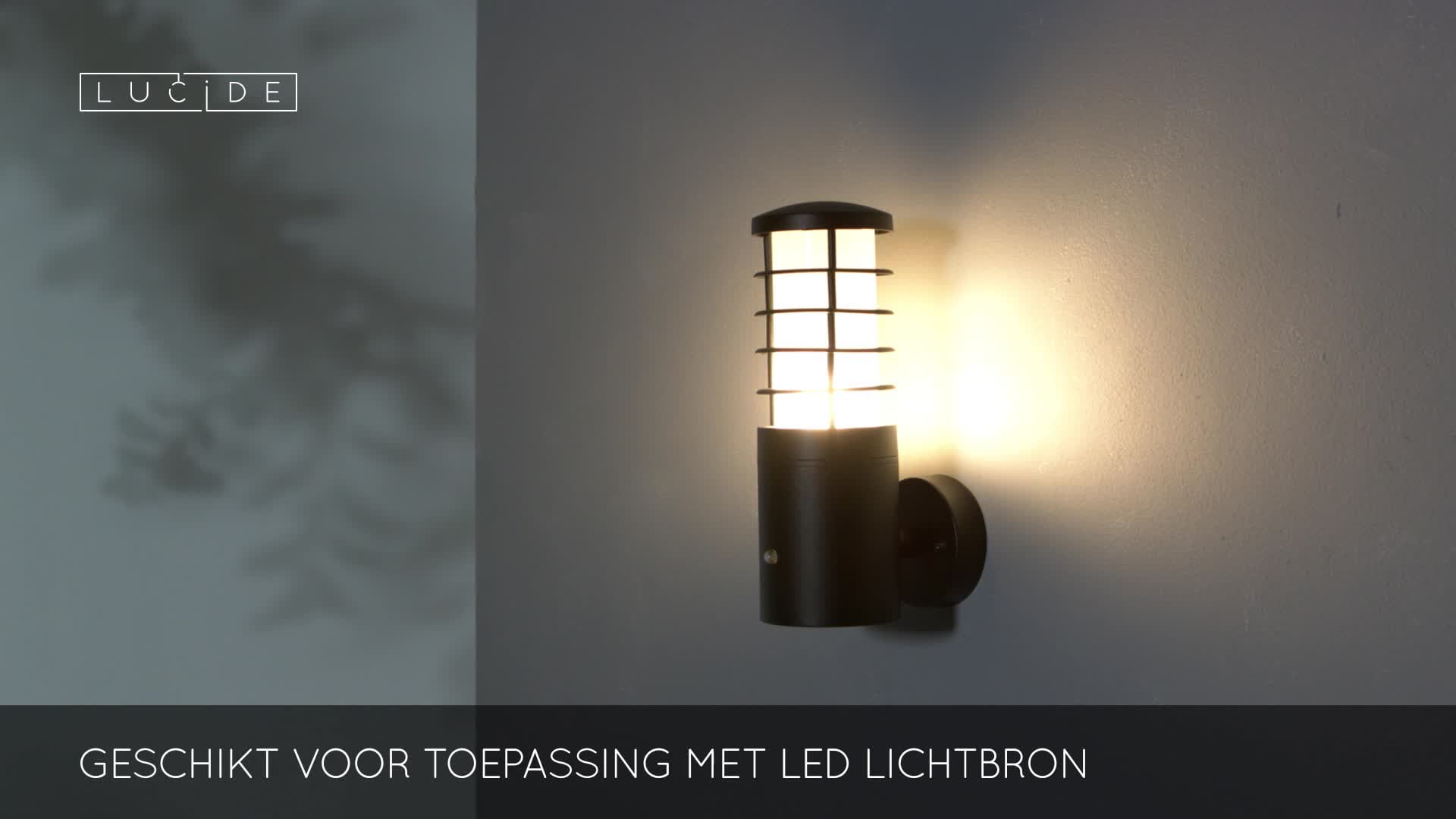 Lucide SOLID - Wandlamp Buiten - Ø 9 cm - 1xE27 - IP54 - Antraciet ...