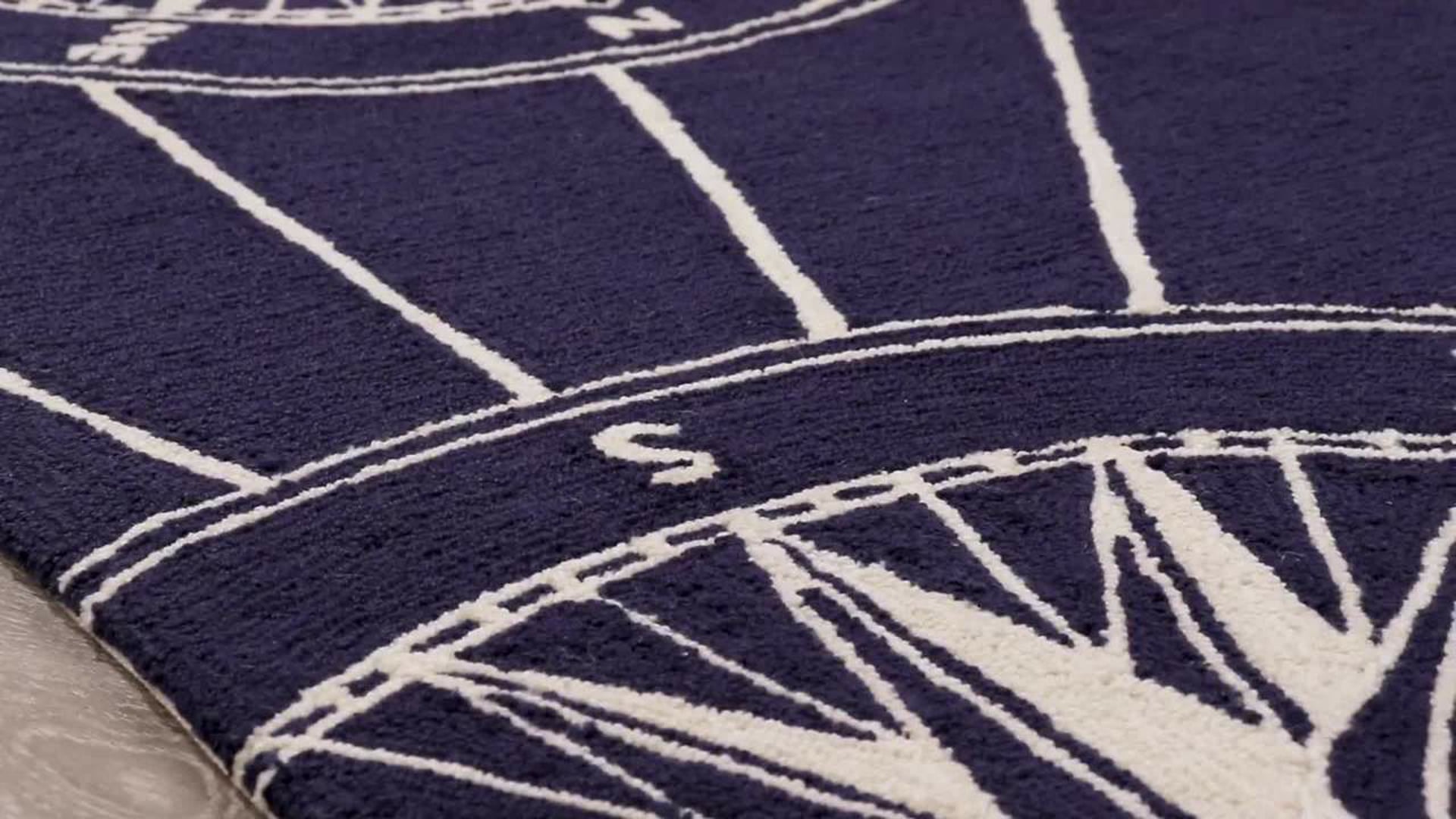 Frontporch Compass Indoor/Outdoor Rug, 3' Round - Beach Style - Outdoor ...