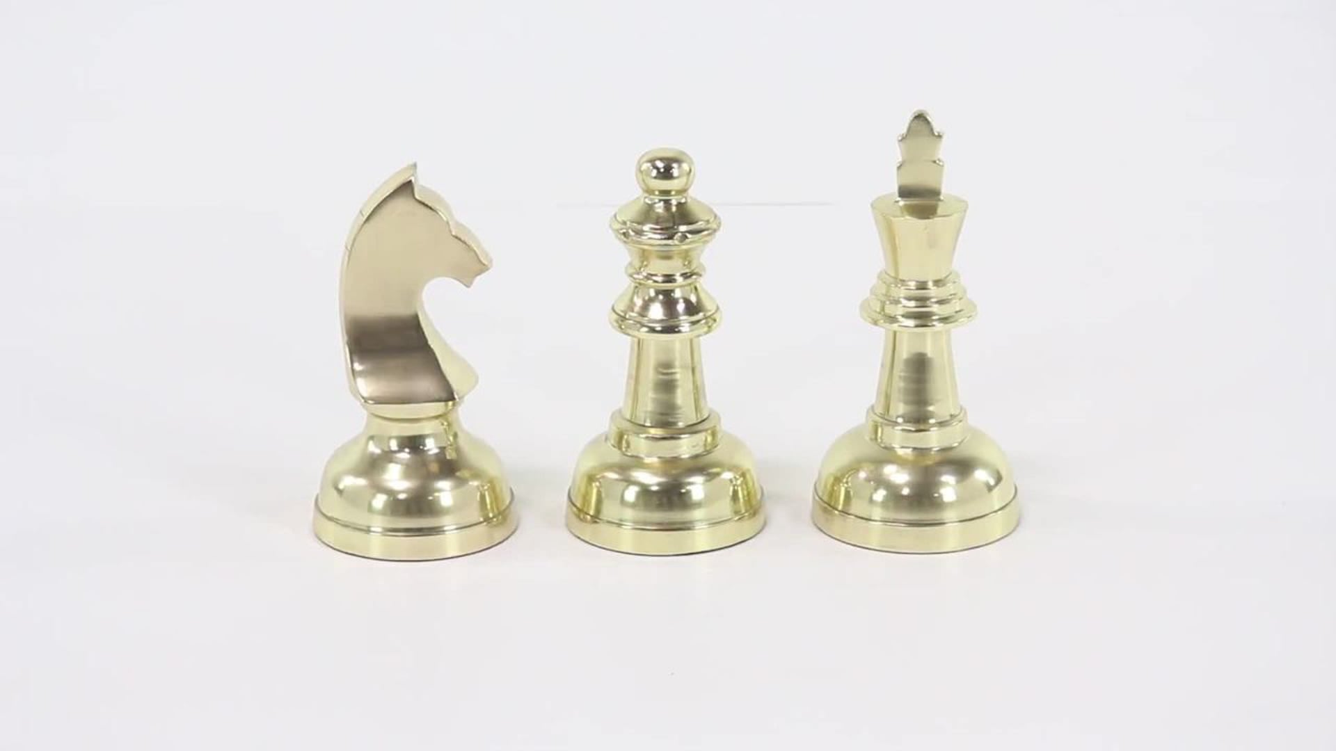 Large Gold Decorative Chess Piece Sculpture Table Decor, Set of 3: 19 ...