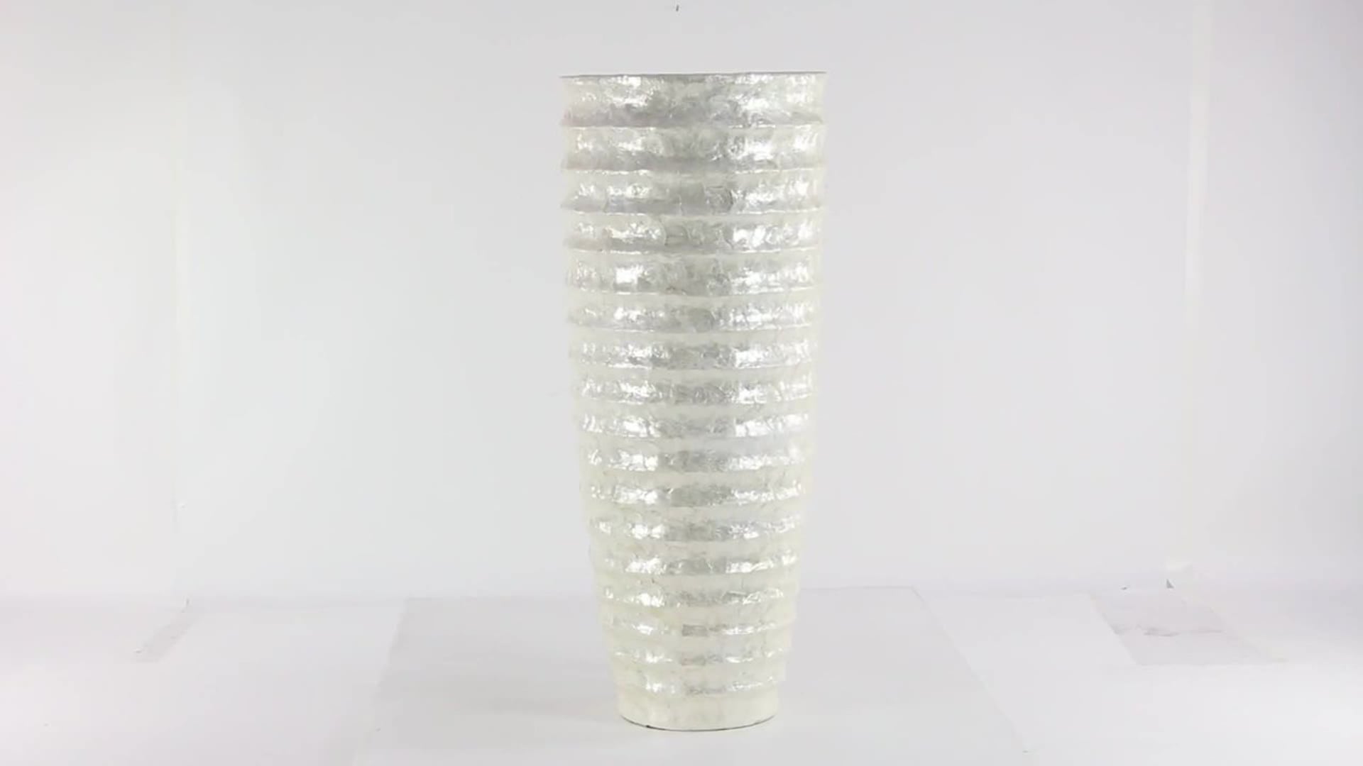 Coastal White Capiz Shell Vase 50128, 20" x 20" x 48" - Beach Style ...