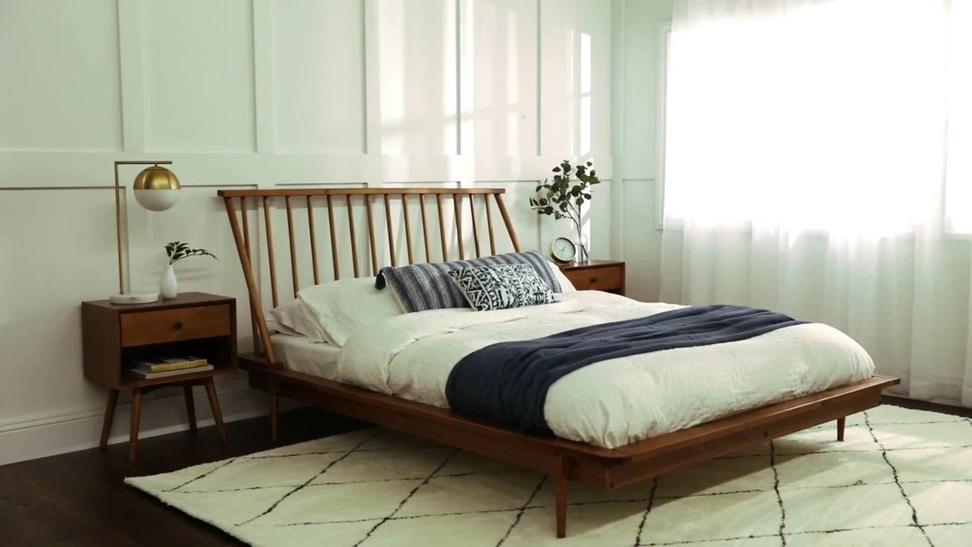 Modern Wood Queen Spindle Bed - Midcentury - Platform Beds - by Walker ...