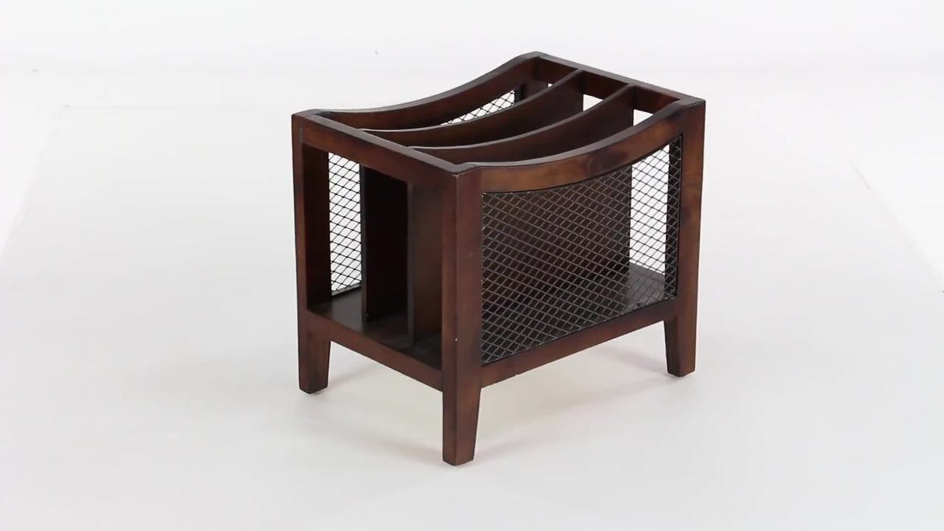 Traditional Brown Wood Magazine Holder 65336, 15" x 11" x 13 ...