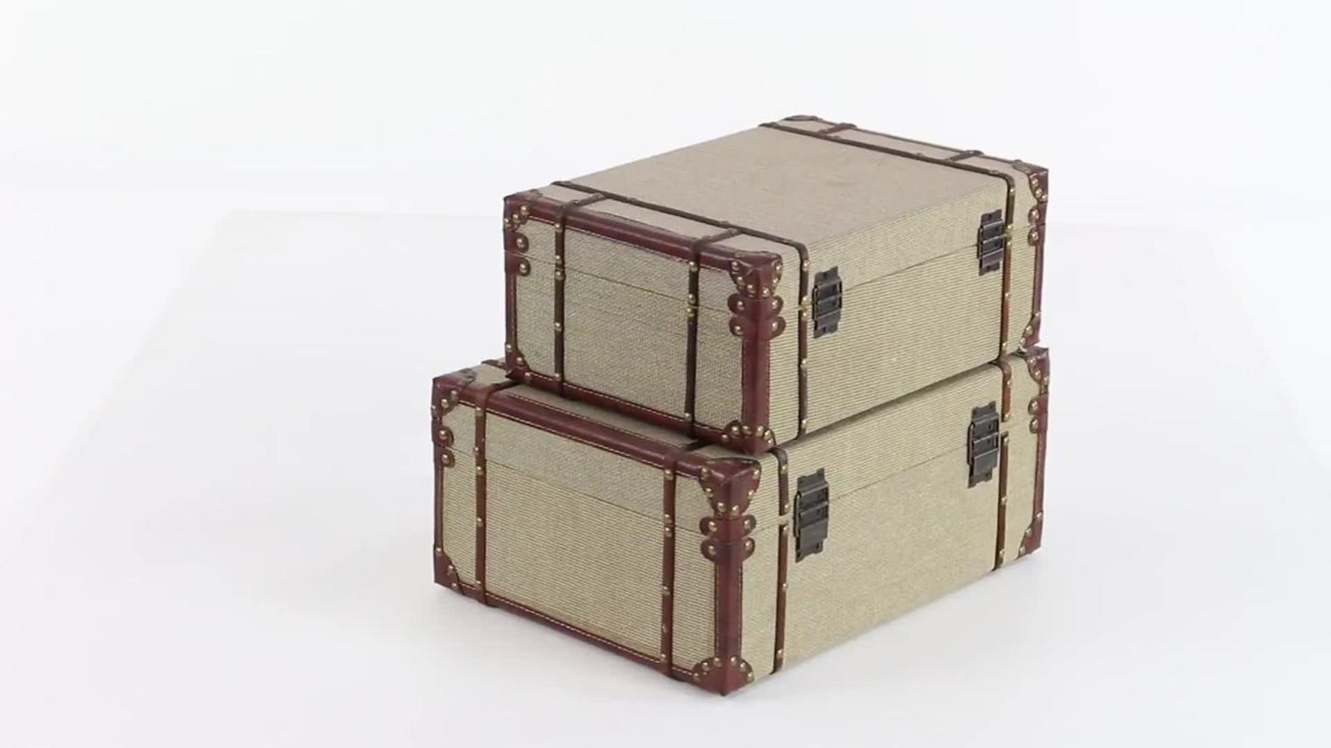 Beige Wood Vintage Trunk Set of 2 17", 15"W - Traditional - Decorative ...