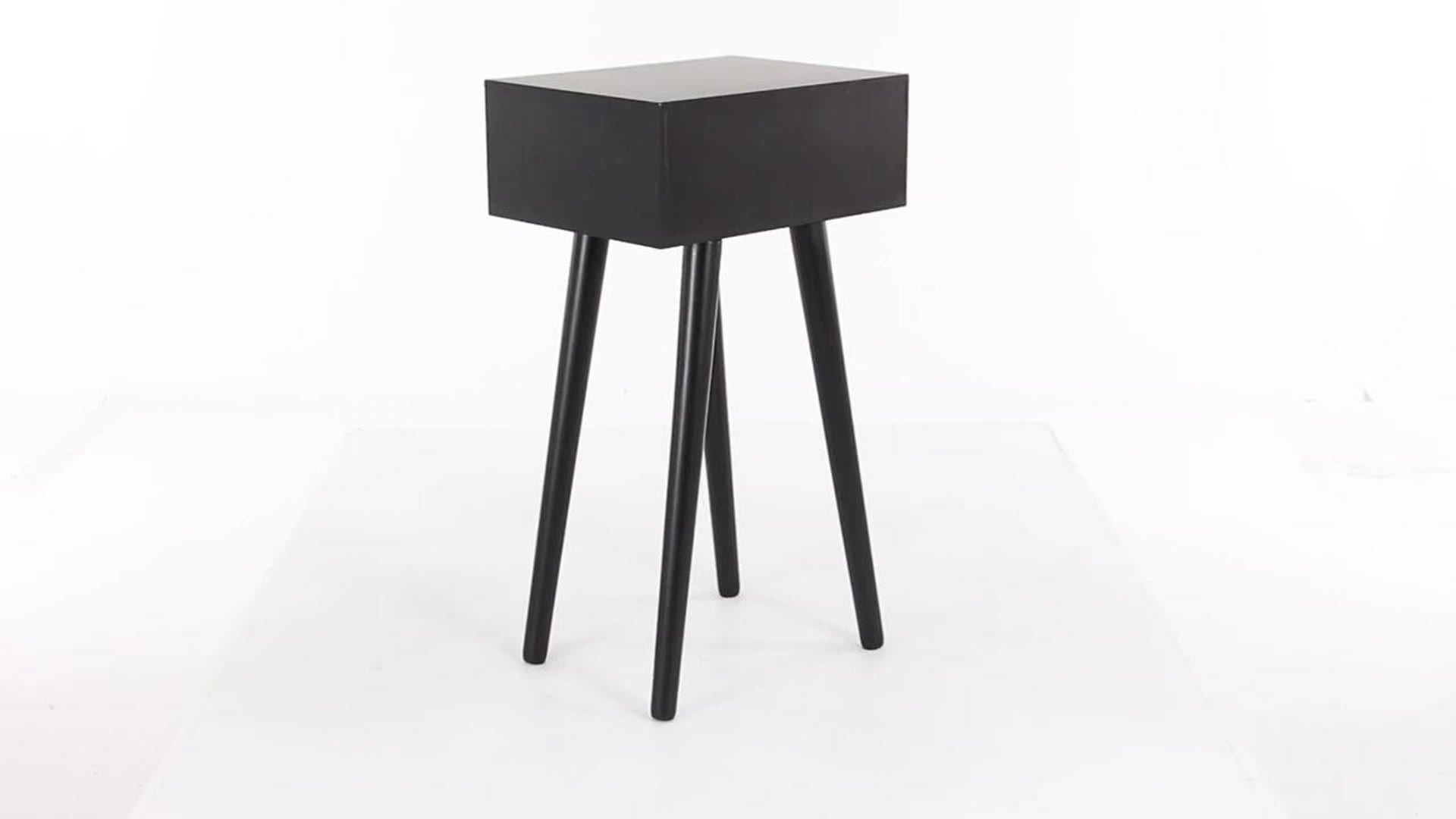 Modern Black Wood Accent Table 96389, 16" x 13" x 28" - Midcentury ...