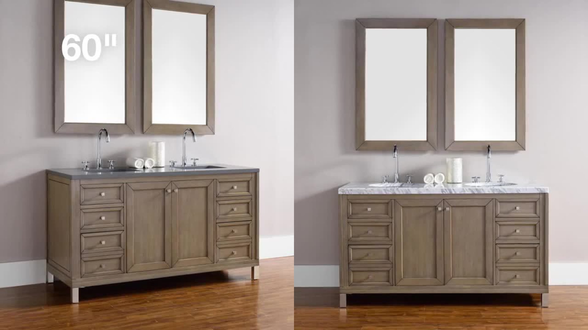 Chicago 60" Single Vanity Whitewashed Walnut - Contemporary - Bathroom ...