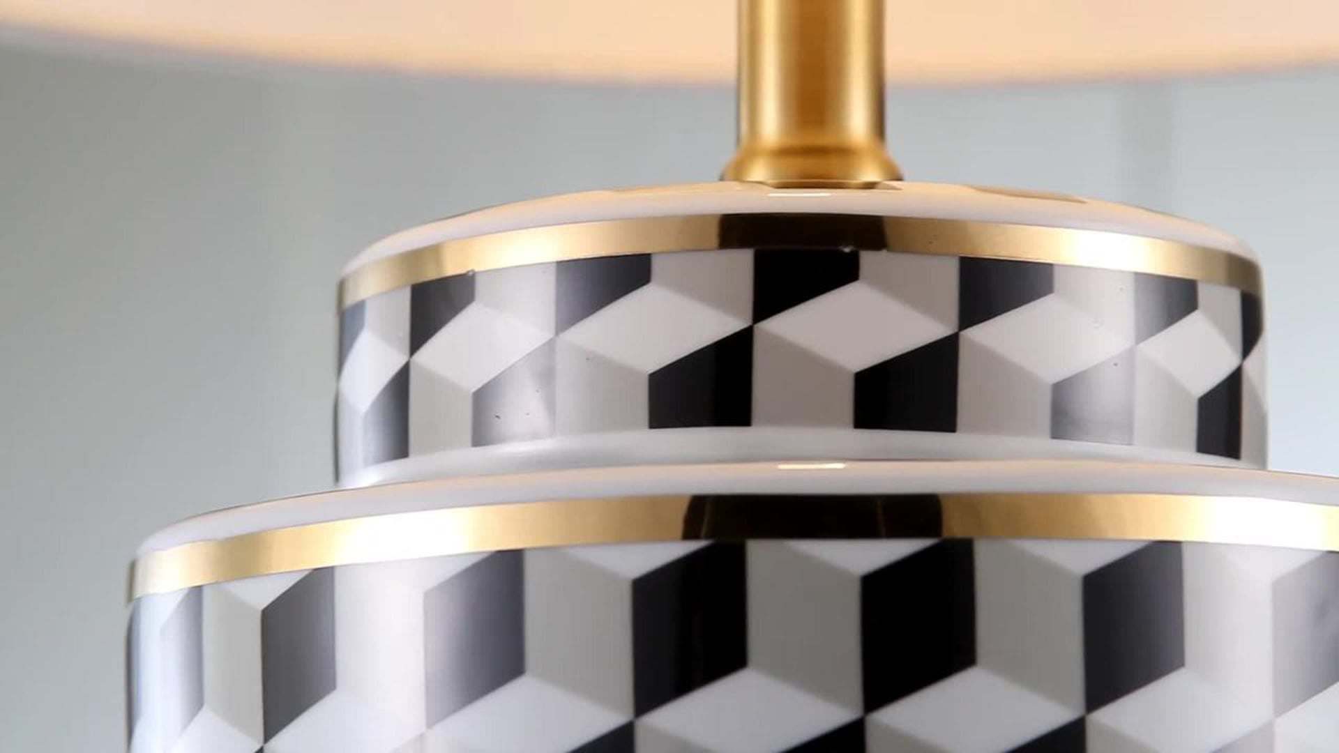 Ellie 24.5" Tumbling Block Ceramic, Metal LED Table Lamp, Black ...