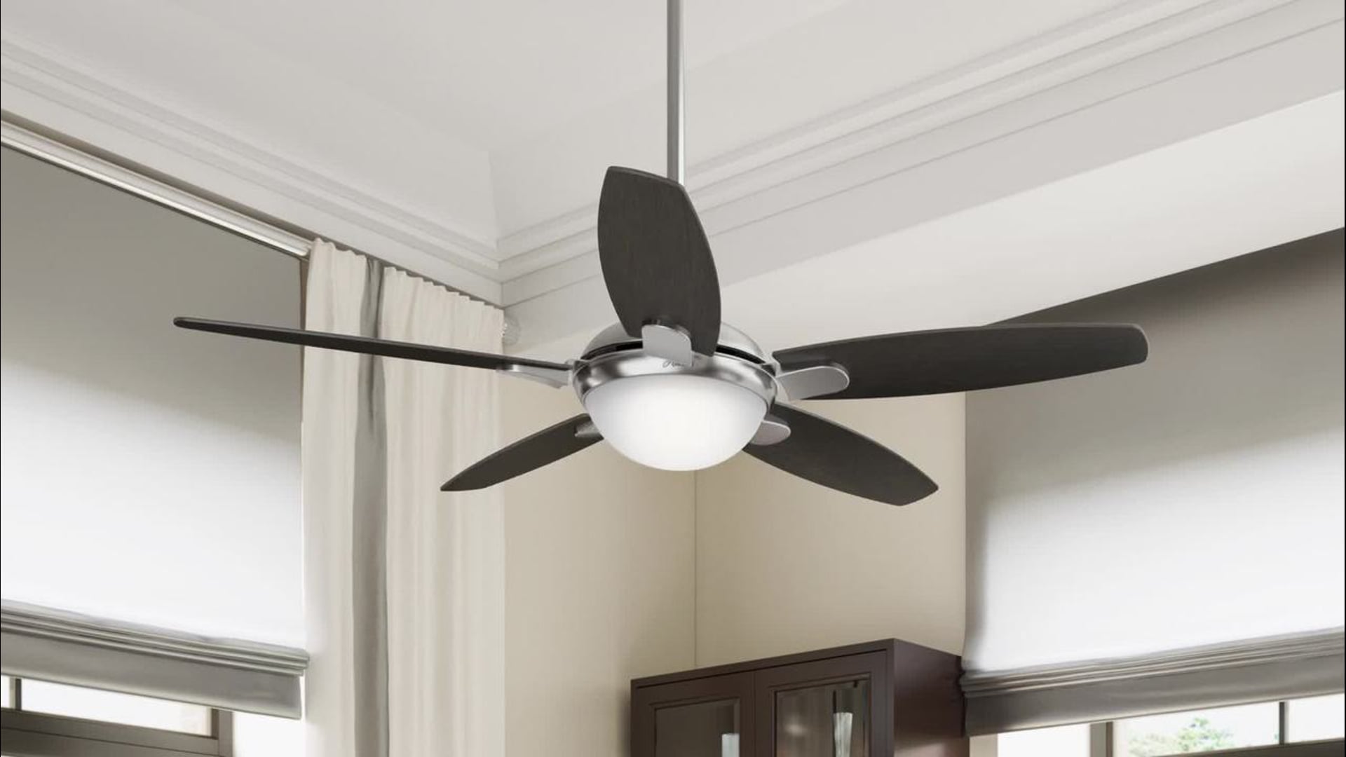 Hunter 54" Contempo Brushed Nickel Ceiling Fan, LED Light and Remote ...