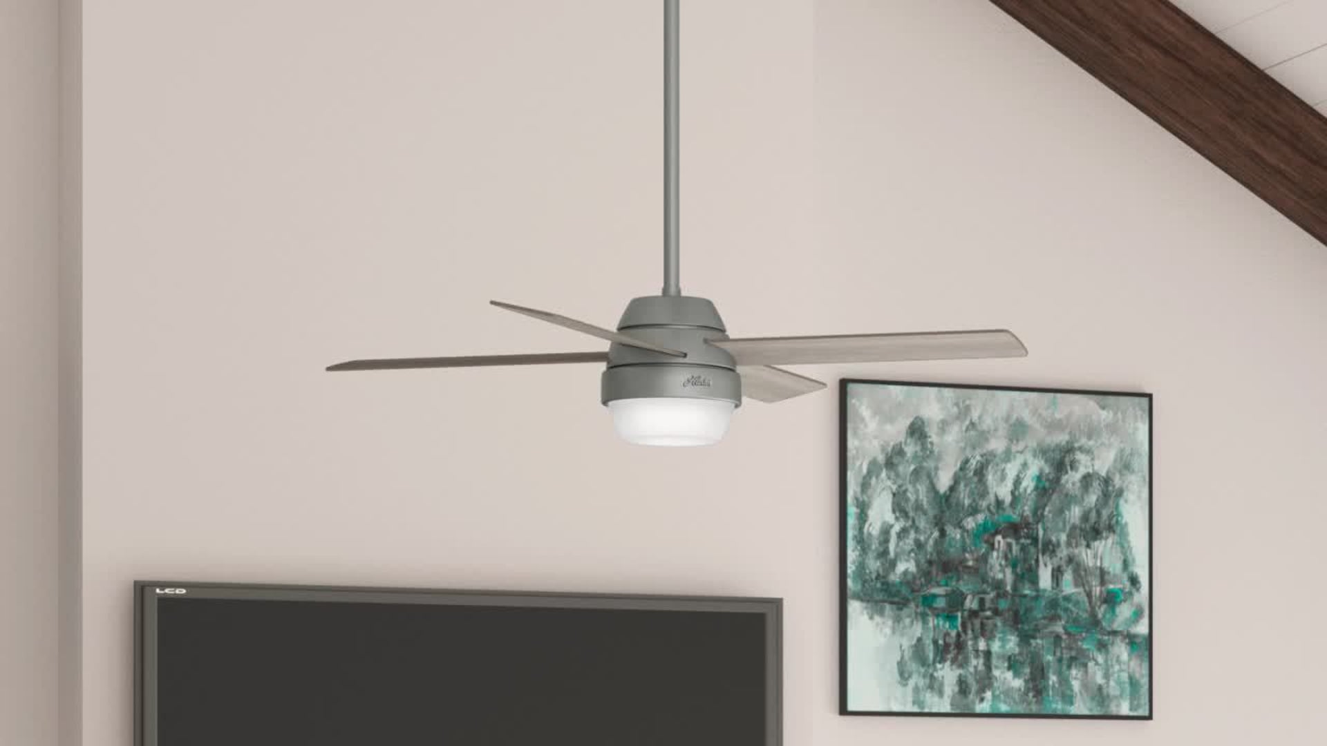 Hunter 52" Marietta Matte Silver Ceiling Fan, LED Light and Remote ...