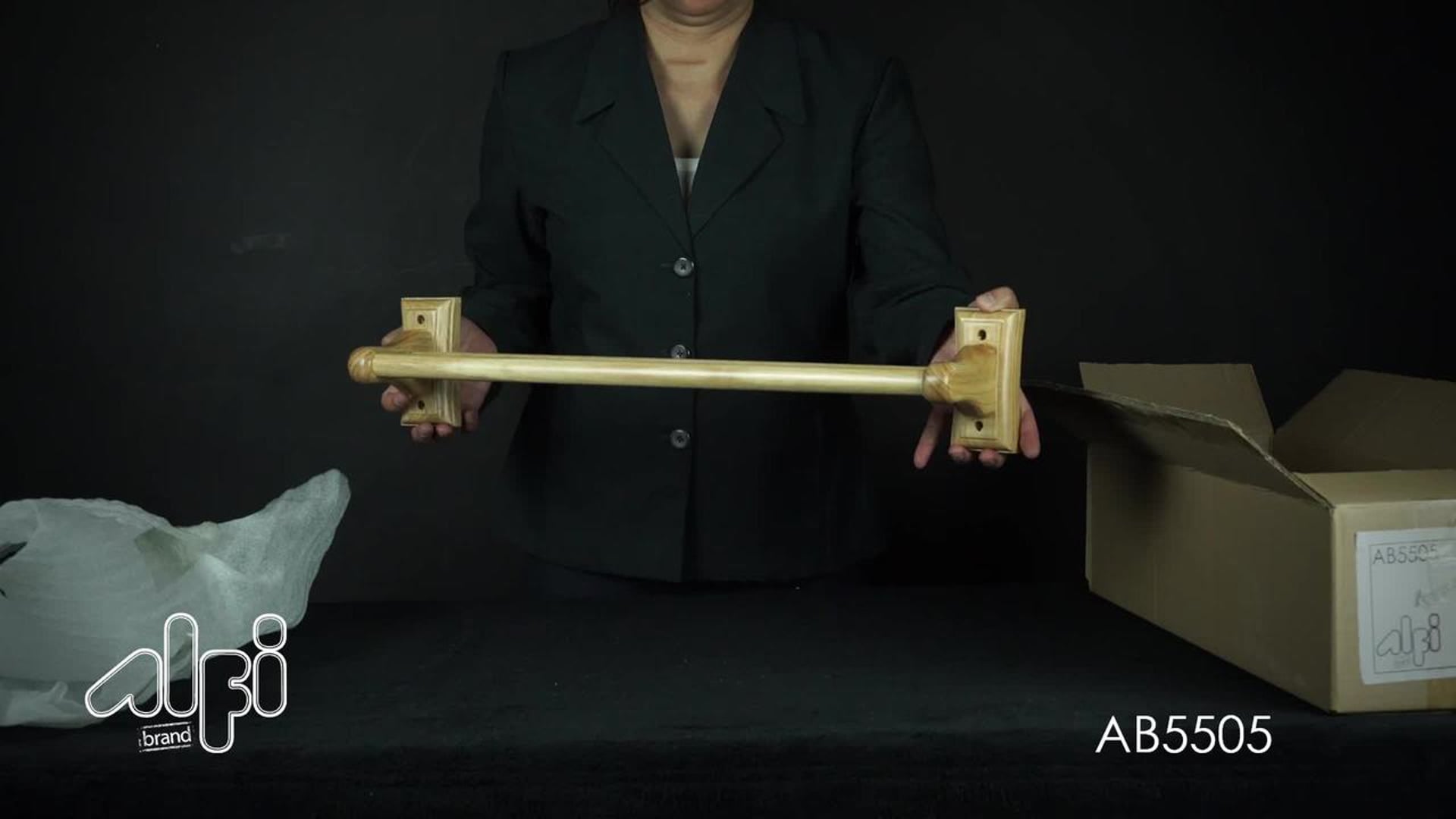 24" Double Rack Wooden Towel Bar Bathroom Accessory, Natural Wood ...