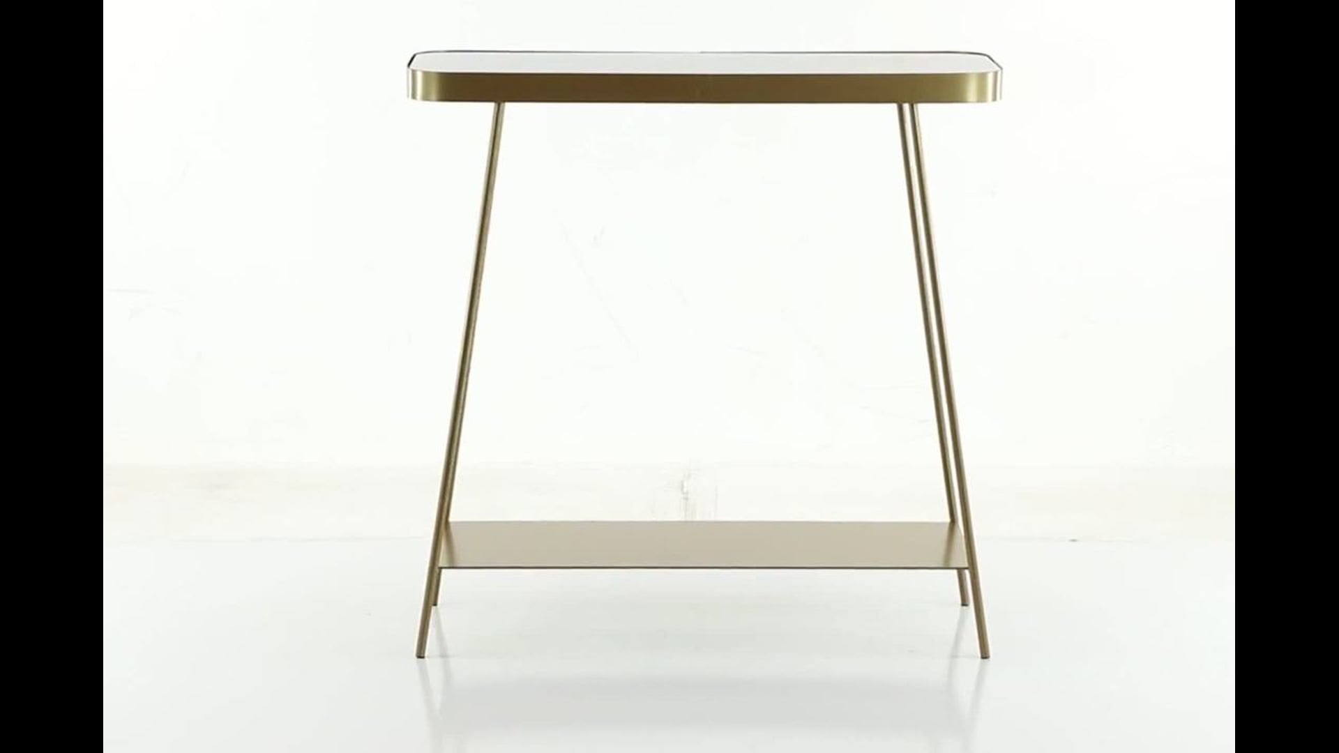 Gold Metal Console Table With Tinted Glass Top, 43.5"x34", 32" x 12" x ...