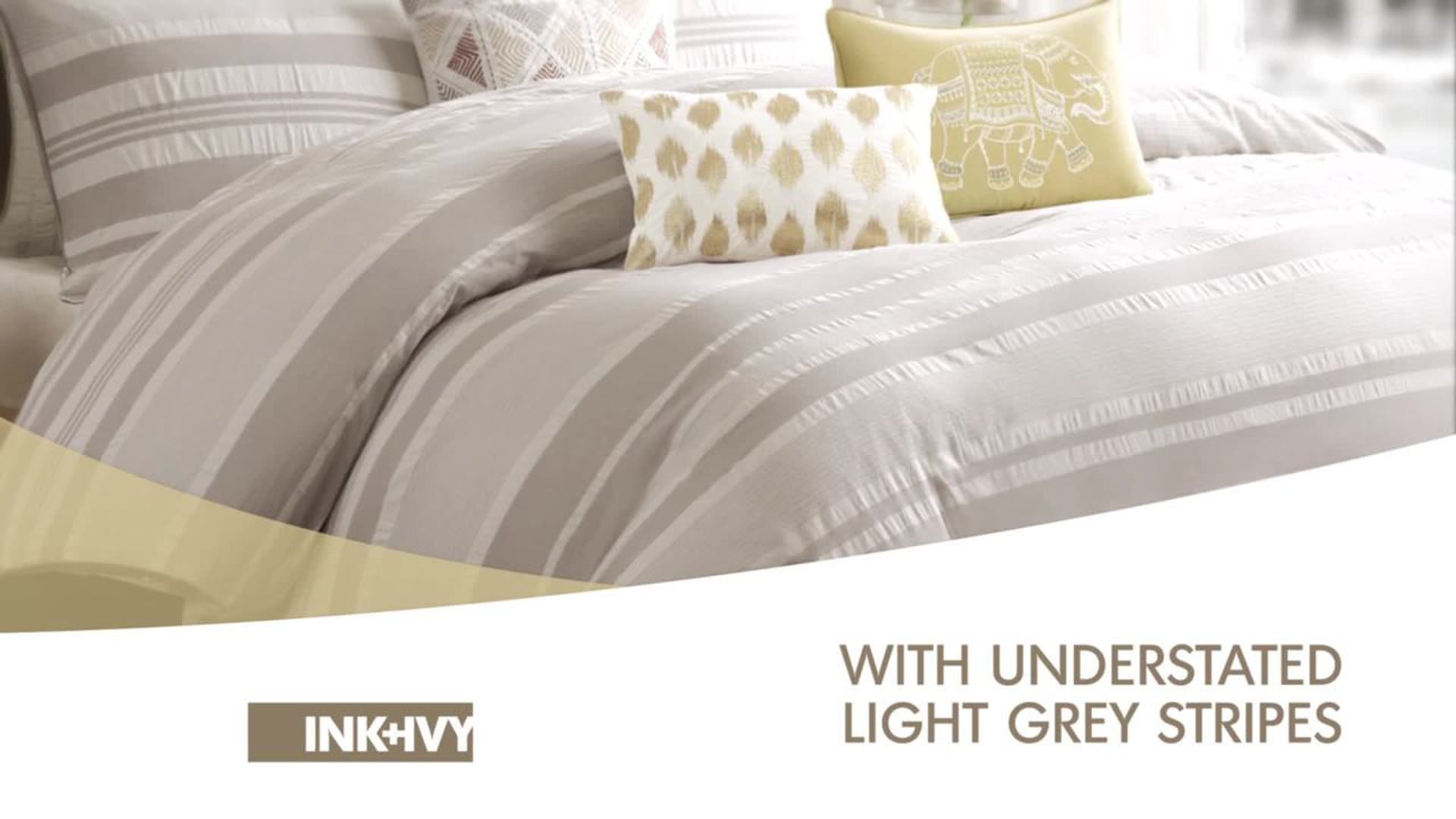INK+IVY Lakeside Neutre Stripes Comforter/Duvet Cover Mini Set, Grey ...