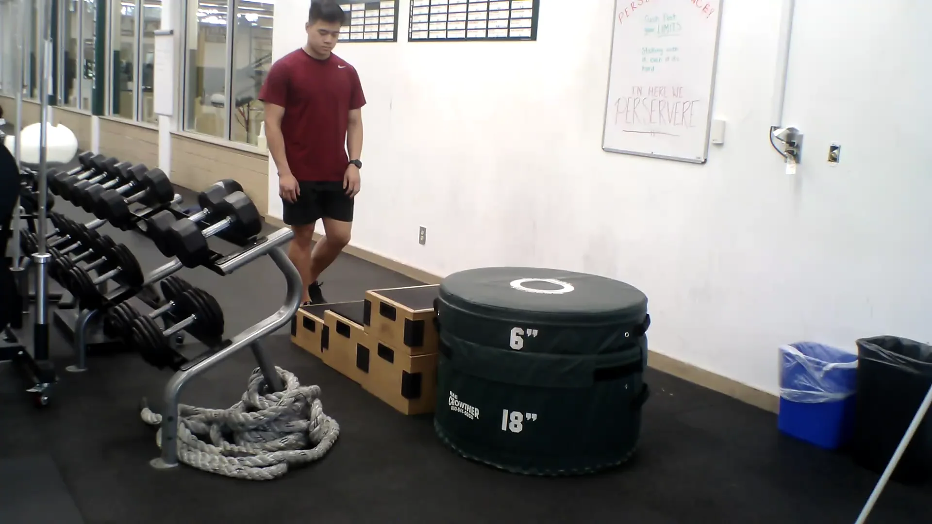 Ascending Stair Hops into Lateral DL step Off and Stick