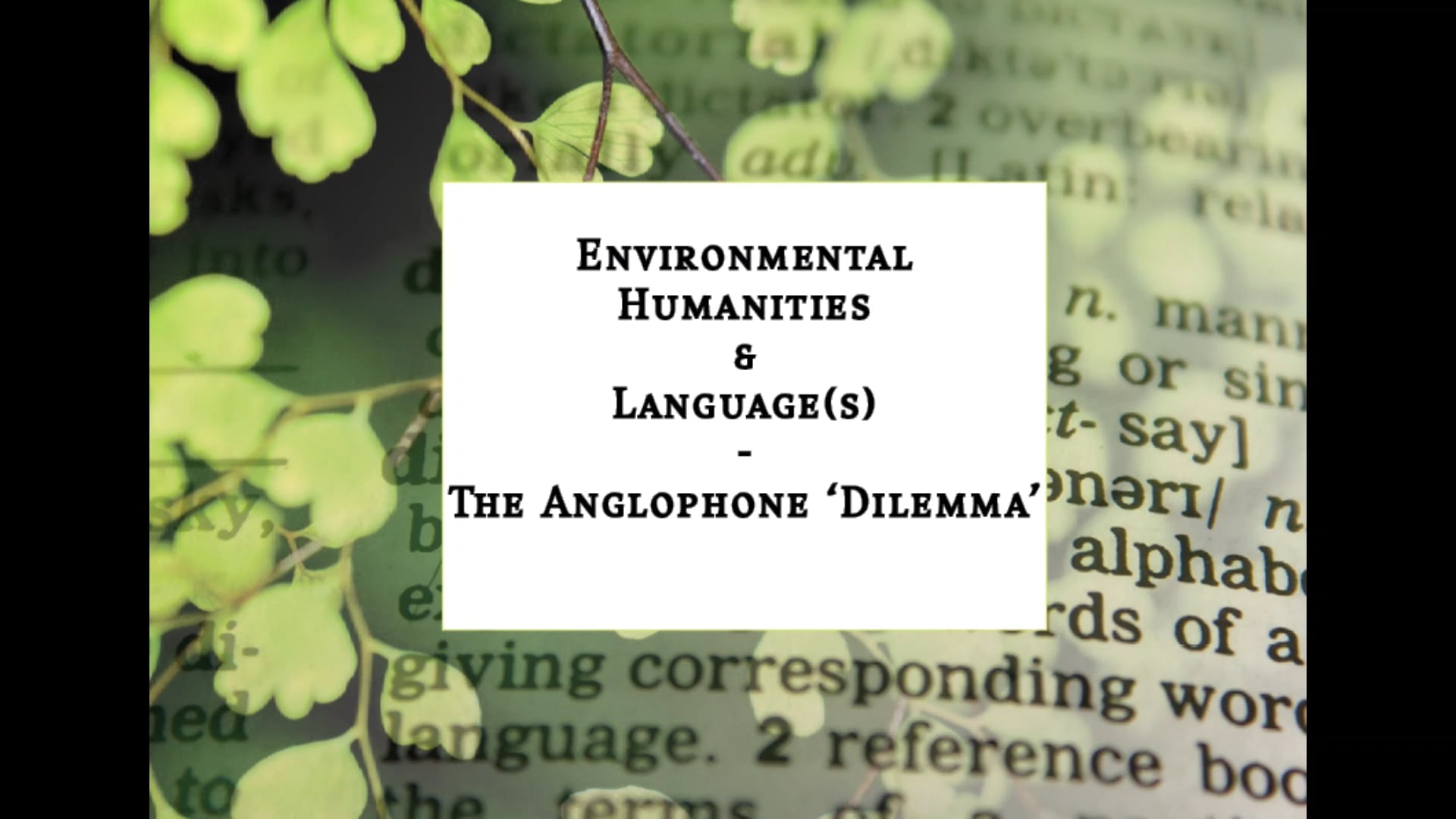 Katie Ritson - ENVIRONMENTAL HUMANITIES & LANGUAGE(S) - THE ANGLOPHONE ...