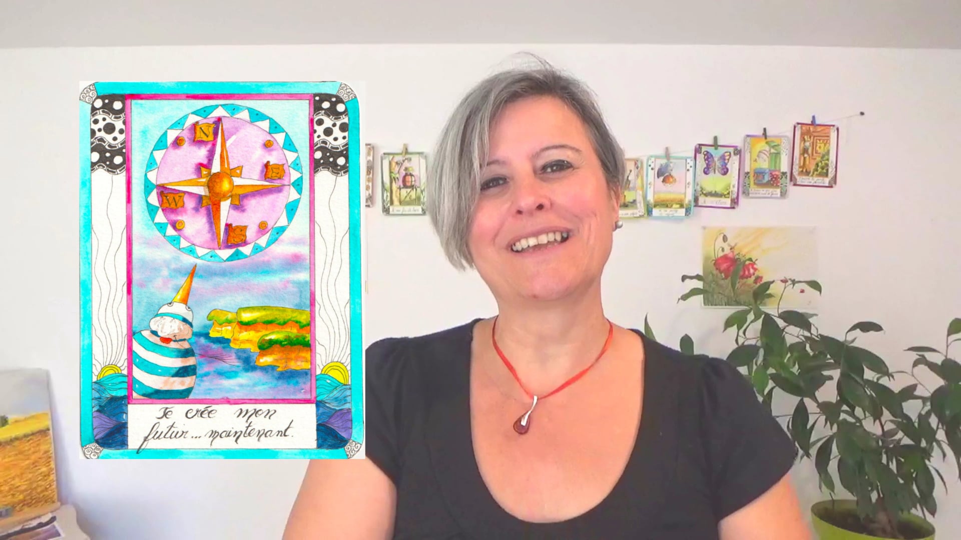 Apprendre l'aquarelle avec Hélène Valentin, carte "Je crée mon futur ...