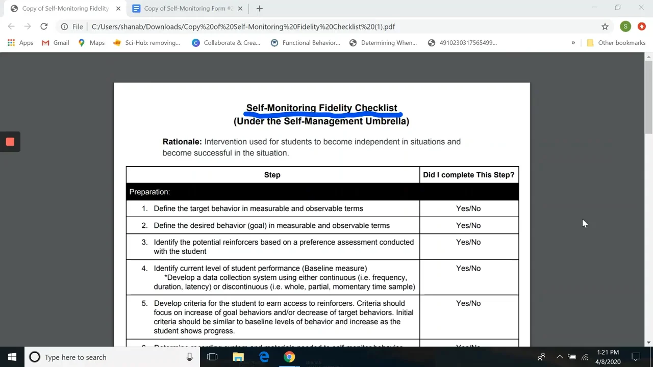 Course Self Monitoring Fidelity Checklist.mp4