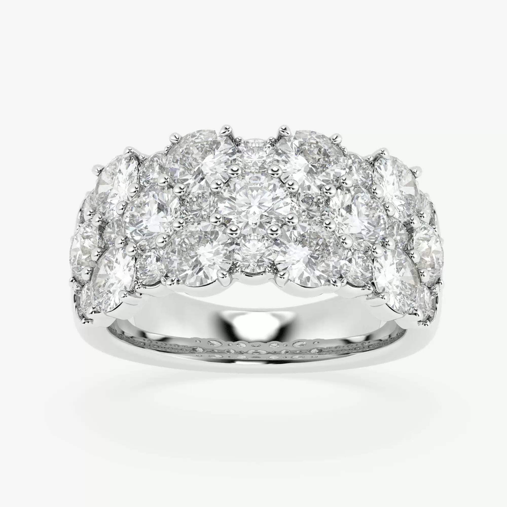 3 1/3 ctw Round Lab Grown Diamond Three Row Fashion Band - Grownbrilliance