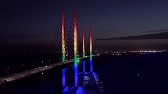 Oresund Bridge At Night