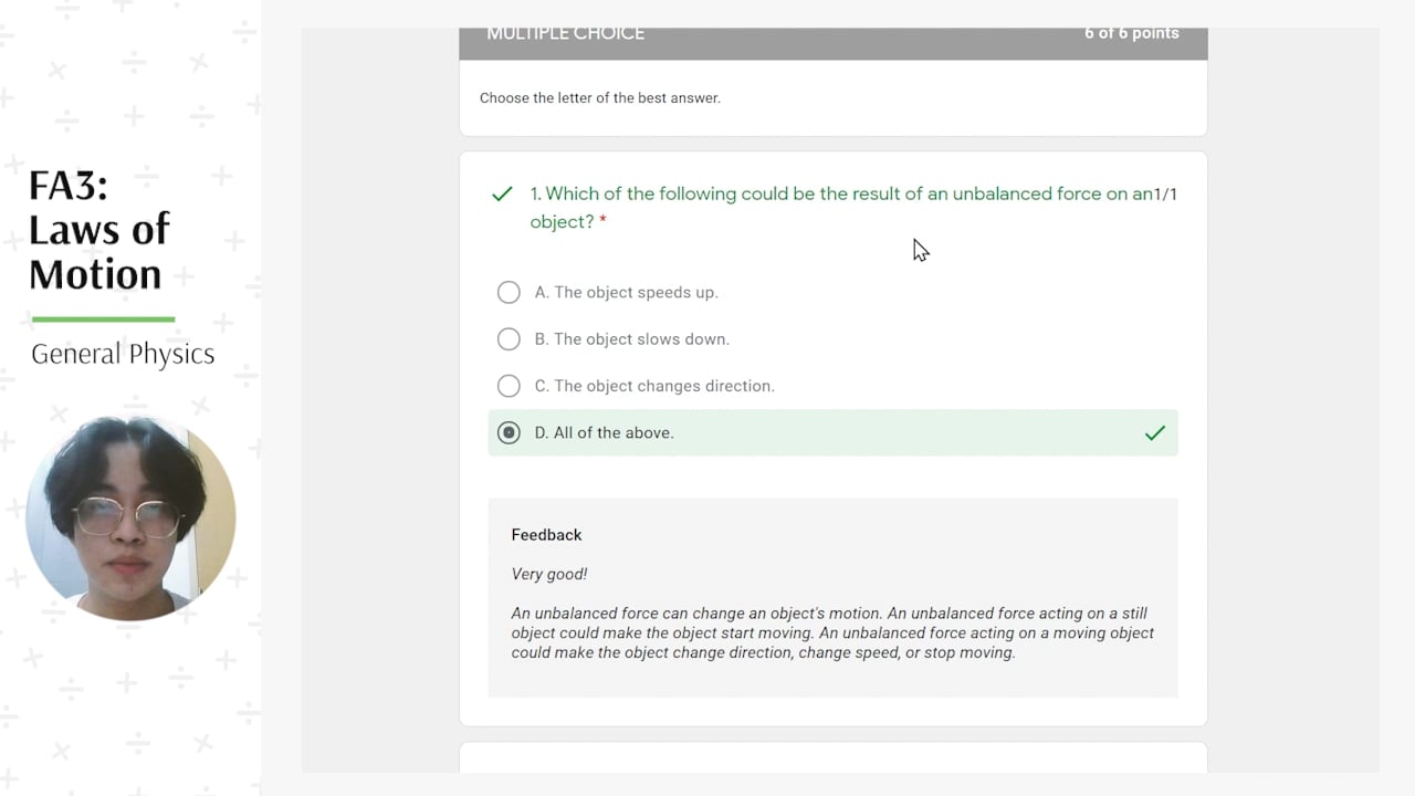 General Physics - Formative Assessment 3 (Laws of Motion) on Vimeo