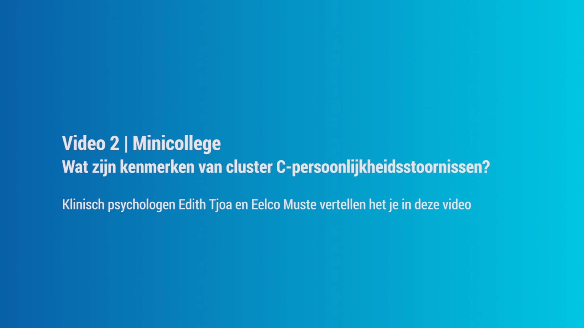 Video #2 | Wat zijn de kenmerken van cluster C ...