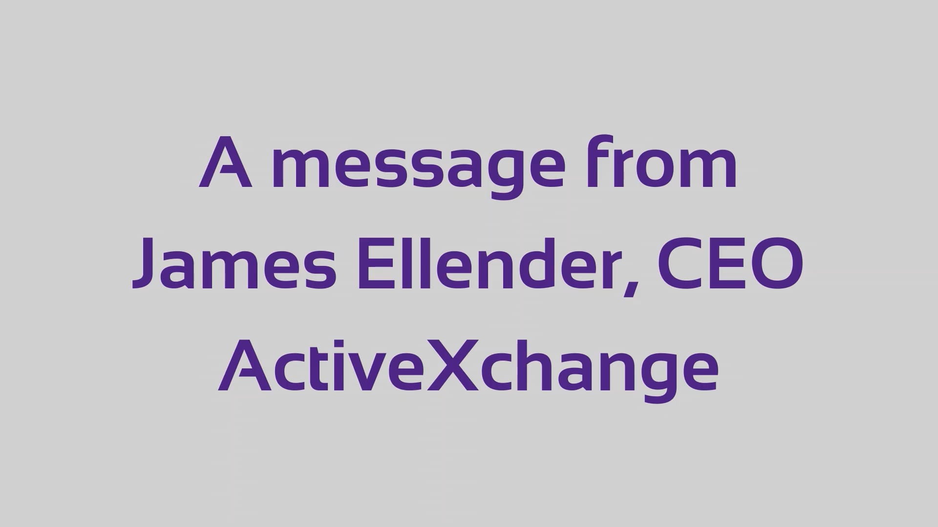 A message from James Ellender - Network News - August 2021 on Vimeo