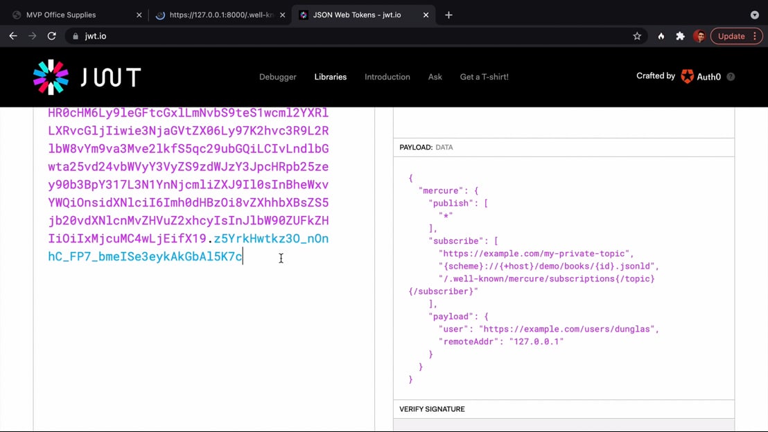 Mercure Hub's JWT Authorization > Symfony UX: Turbo | SymfonyCasts