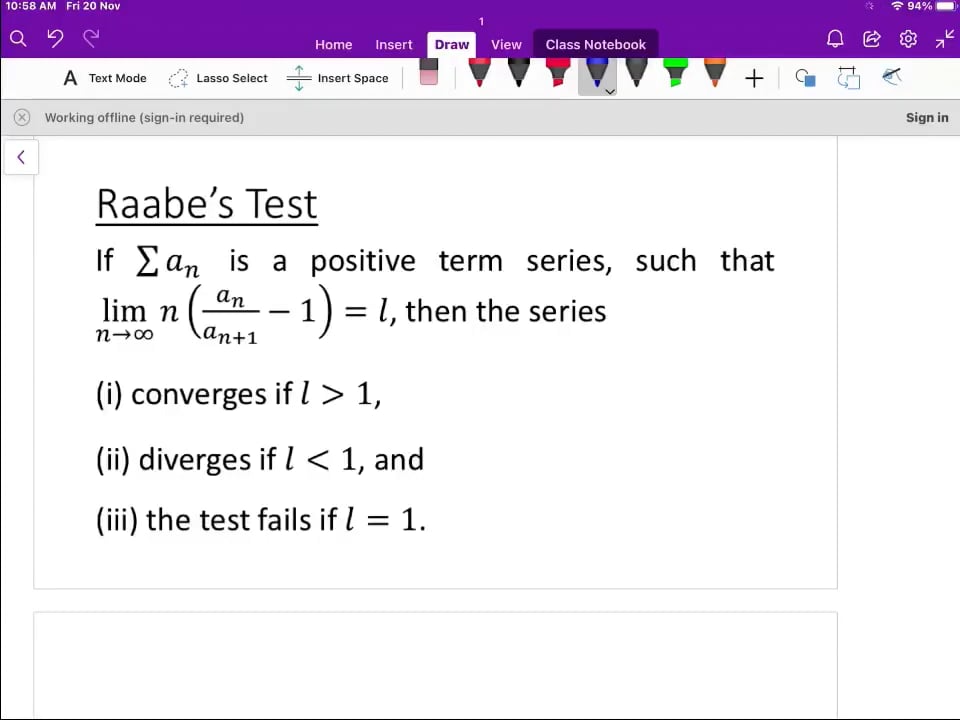 Infinite Series - Session 15 - Raabe’s Test.mp4 on Vimeo