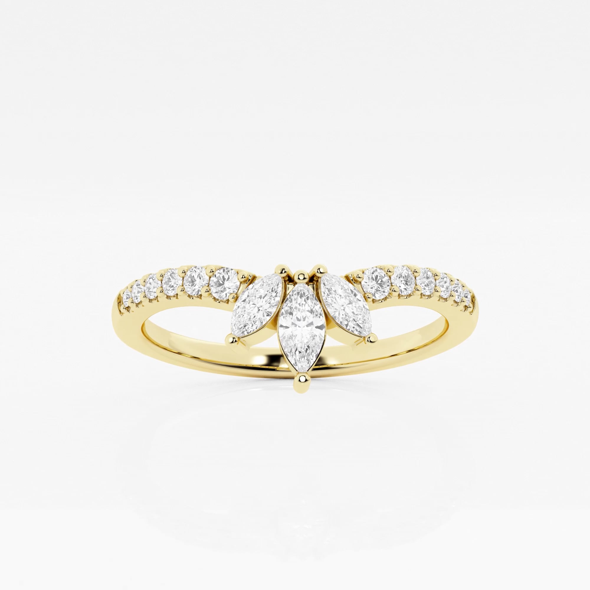 2/5 ctw Round and Marquise Lab Grown Diamond Chevron Stackable Ring ...