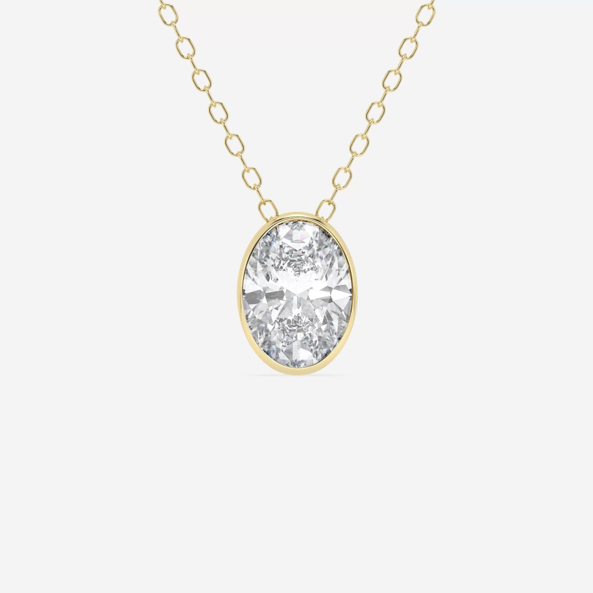 1 ctw Oval Lab Grown Diamond Bezel Set Solitaire Pendant with Adjustable Chain - Grownbrilliance