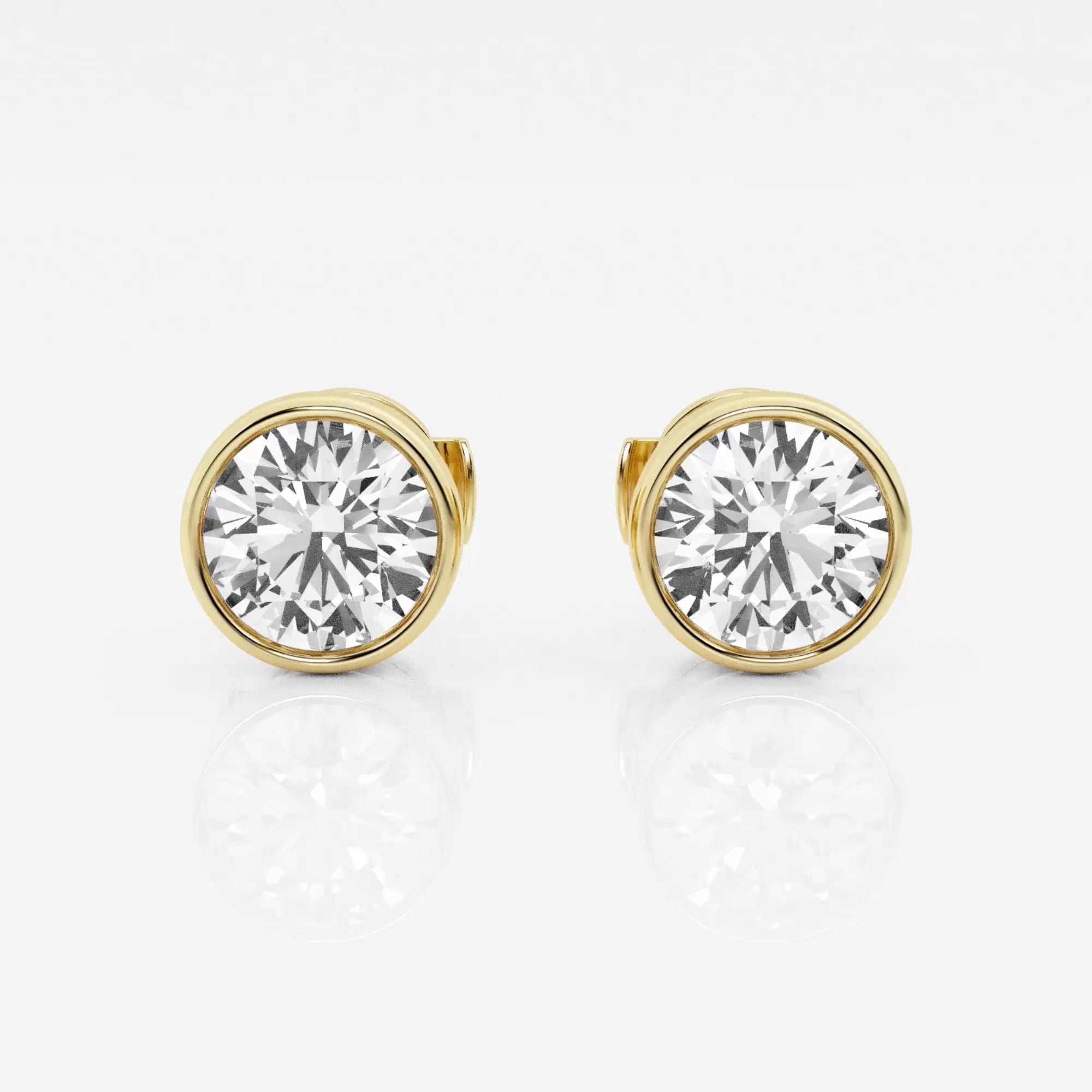 2 ctw Round Lab Grown Diamond Bezel Set Solitaire Certified Stud Earrings - Grownbrilliance