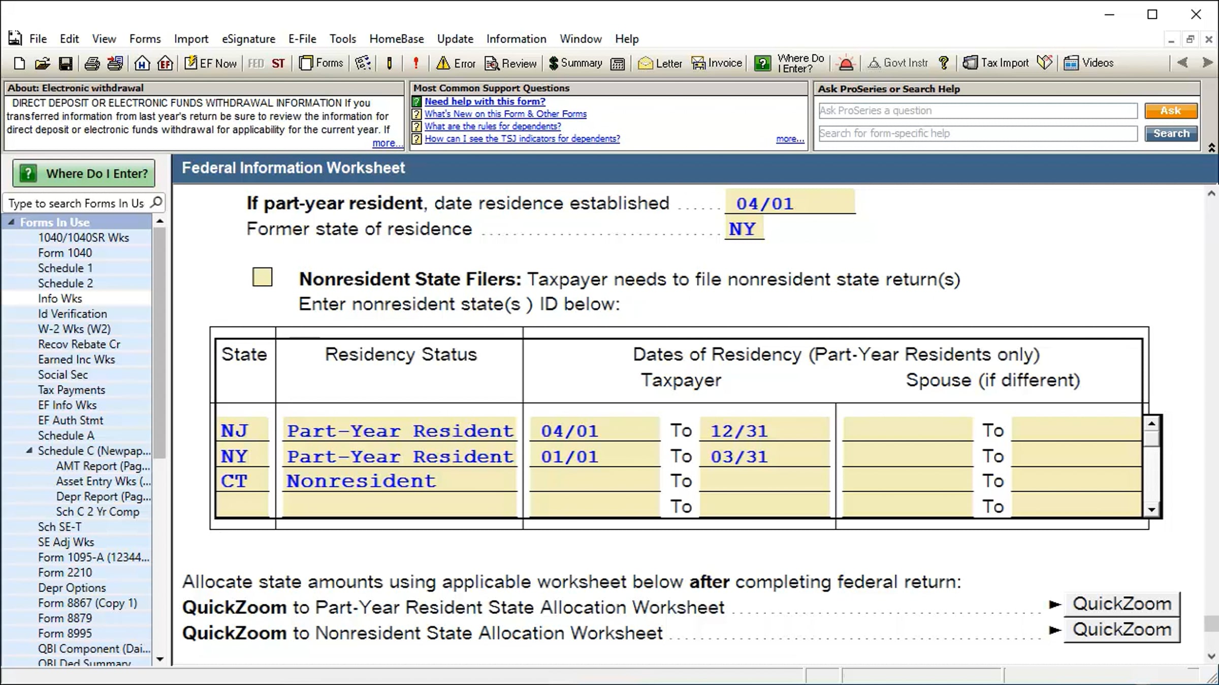 Intuit - ProSeries - Multi-State and Nonresident Returns