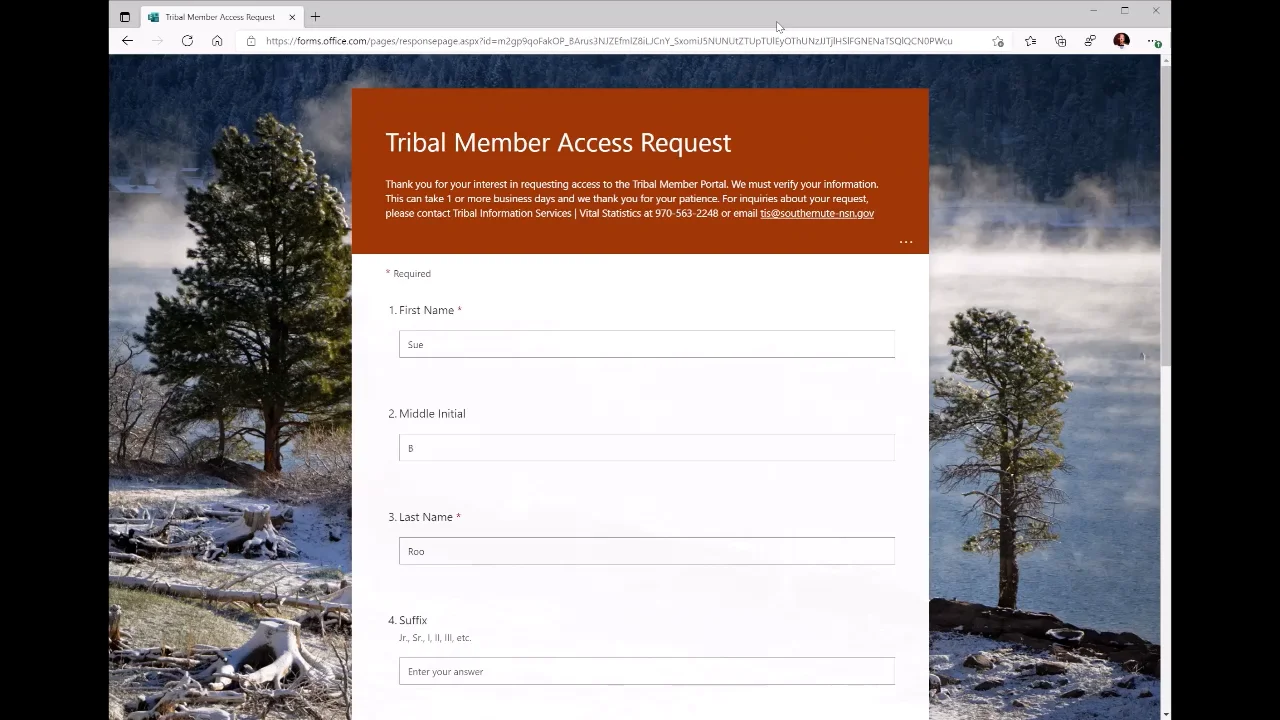 Tribal Member access request instructions